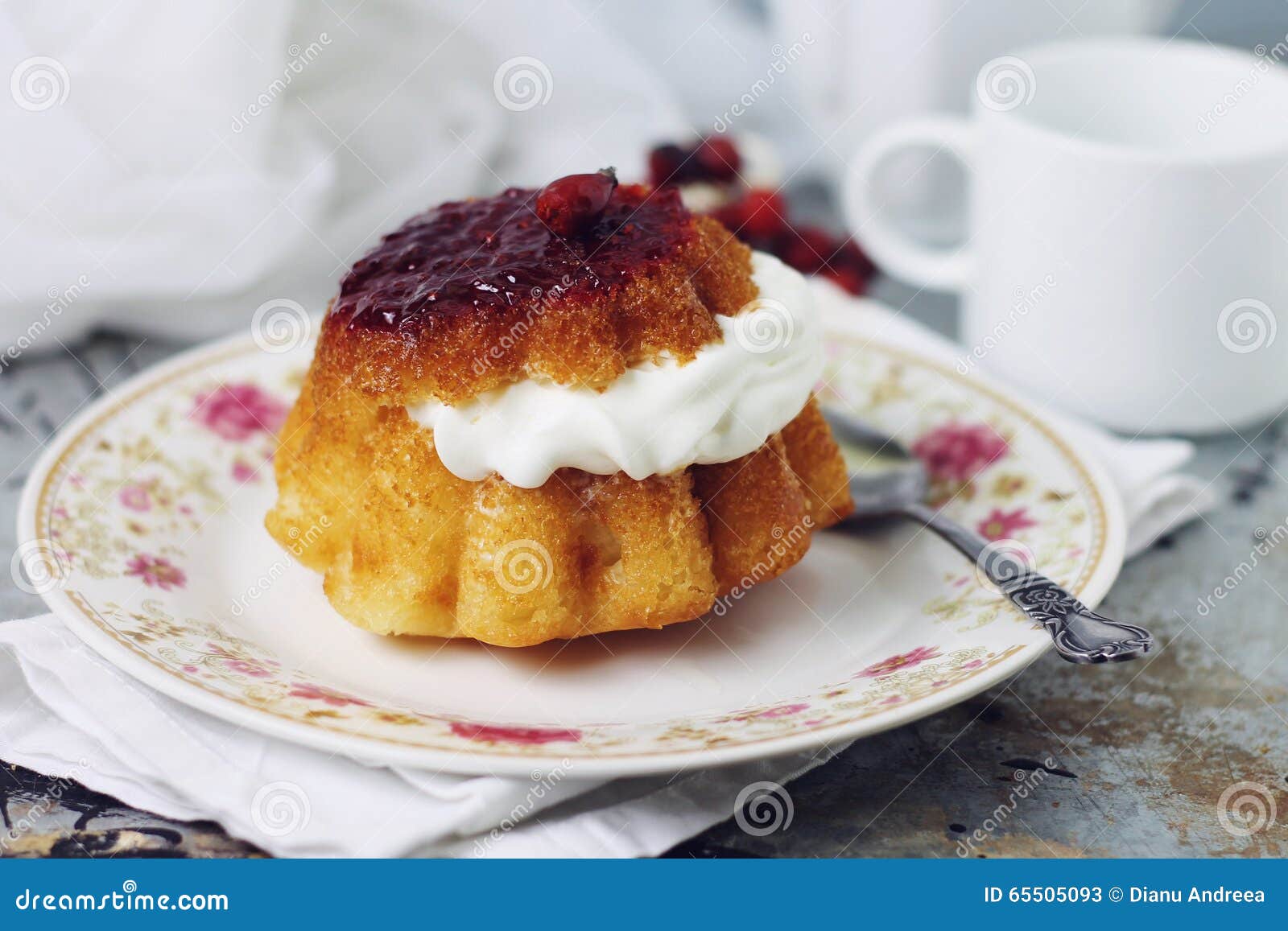 Savarin cake stock image. Image of cream, whipped, cake - 65505093