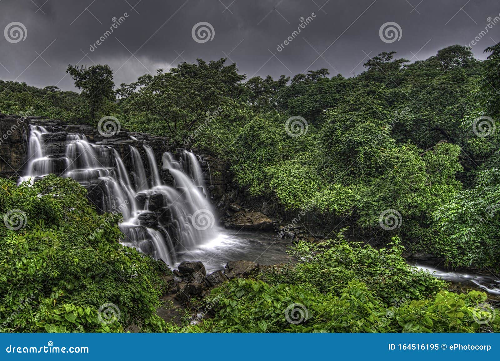 Savdav Waterfall in Monsoon, Kankavli, Maharashtra, India Stock Image ...