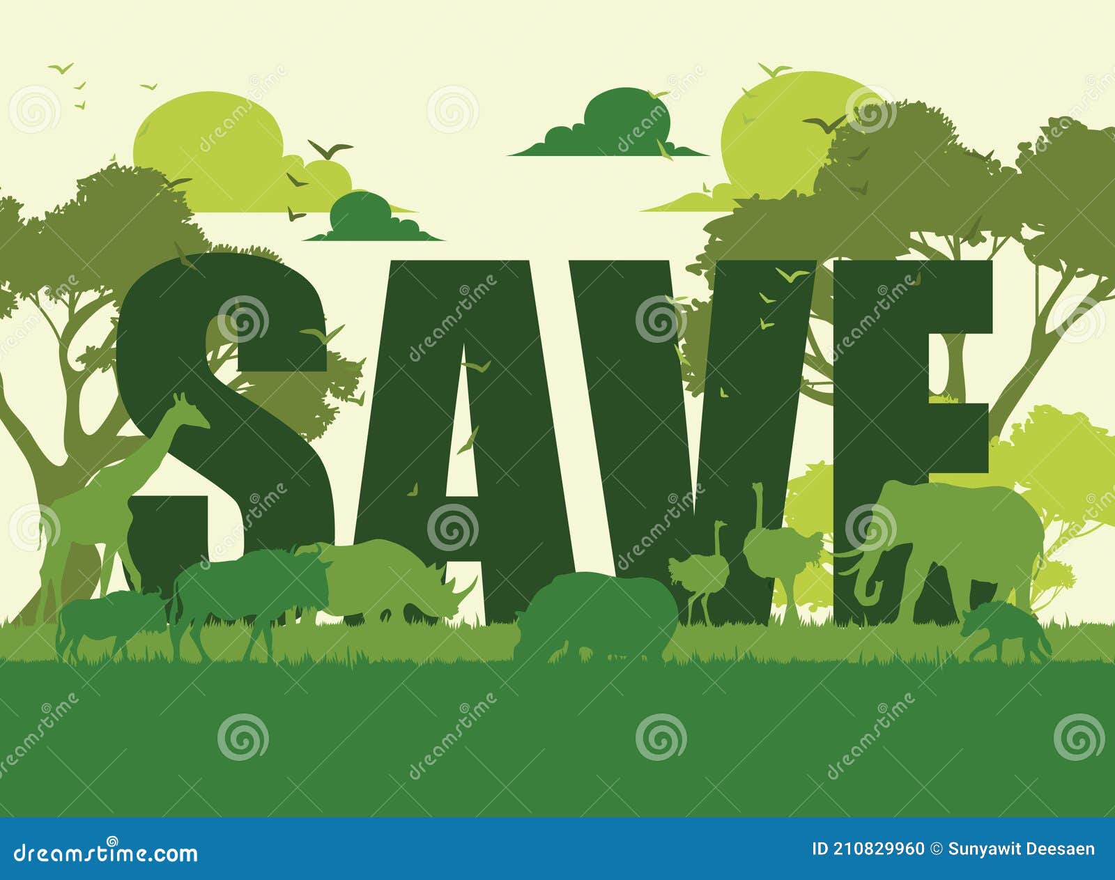 Save Animal, Concept of World Wildlife Stock Vector - Illustration of ...