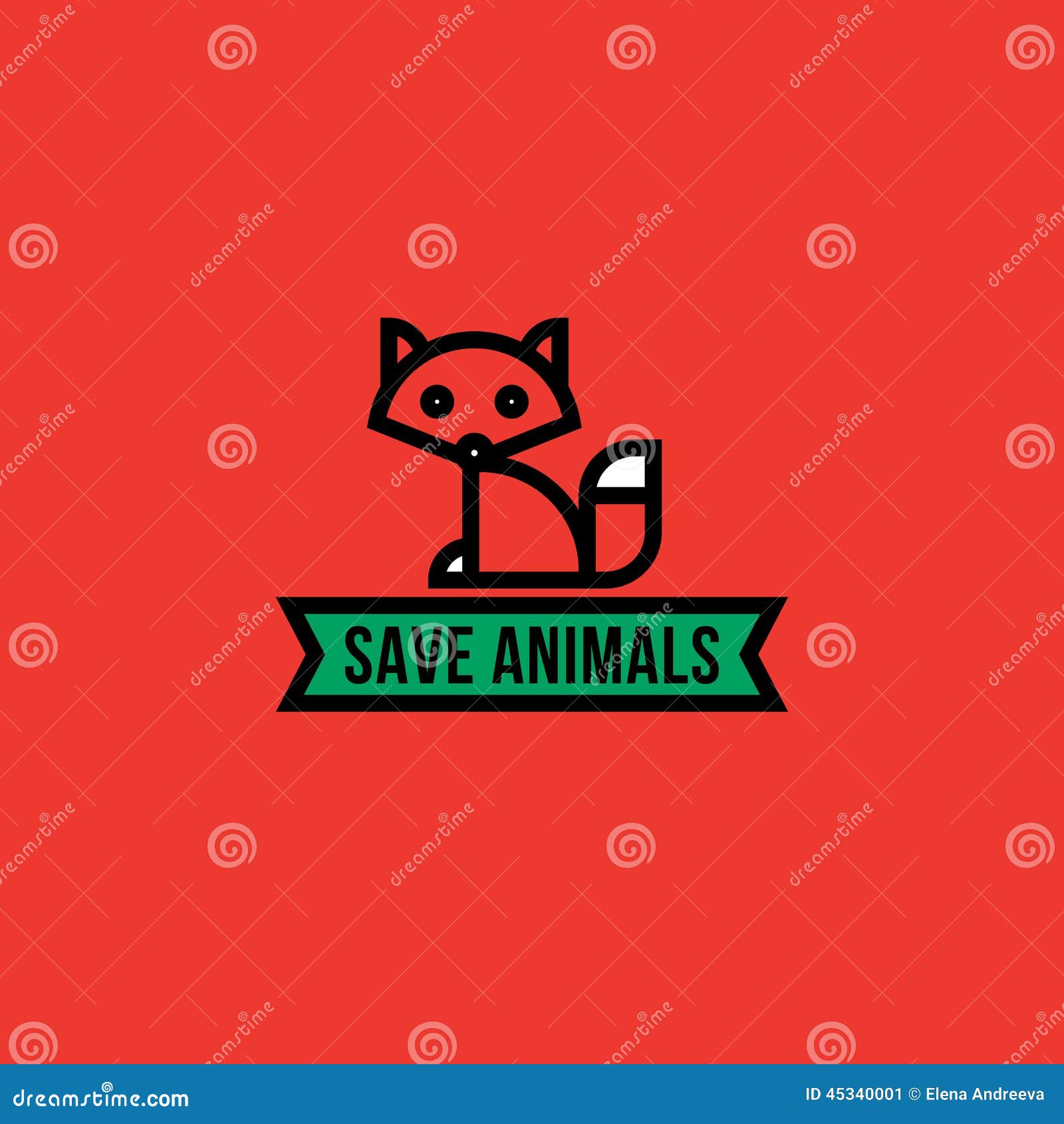 Save the Animals Concept with Red Fox Stock Vector - Illustration of ...