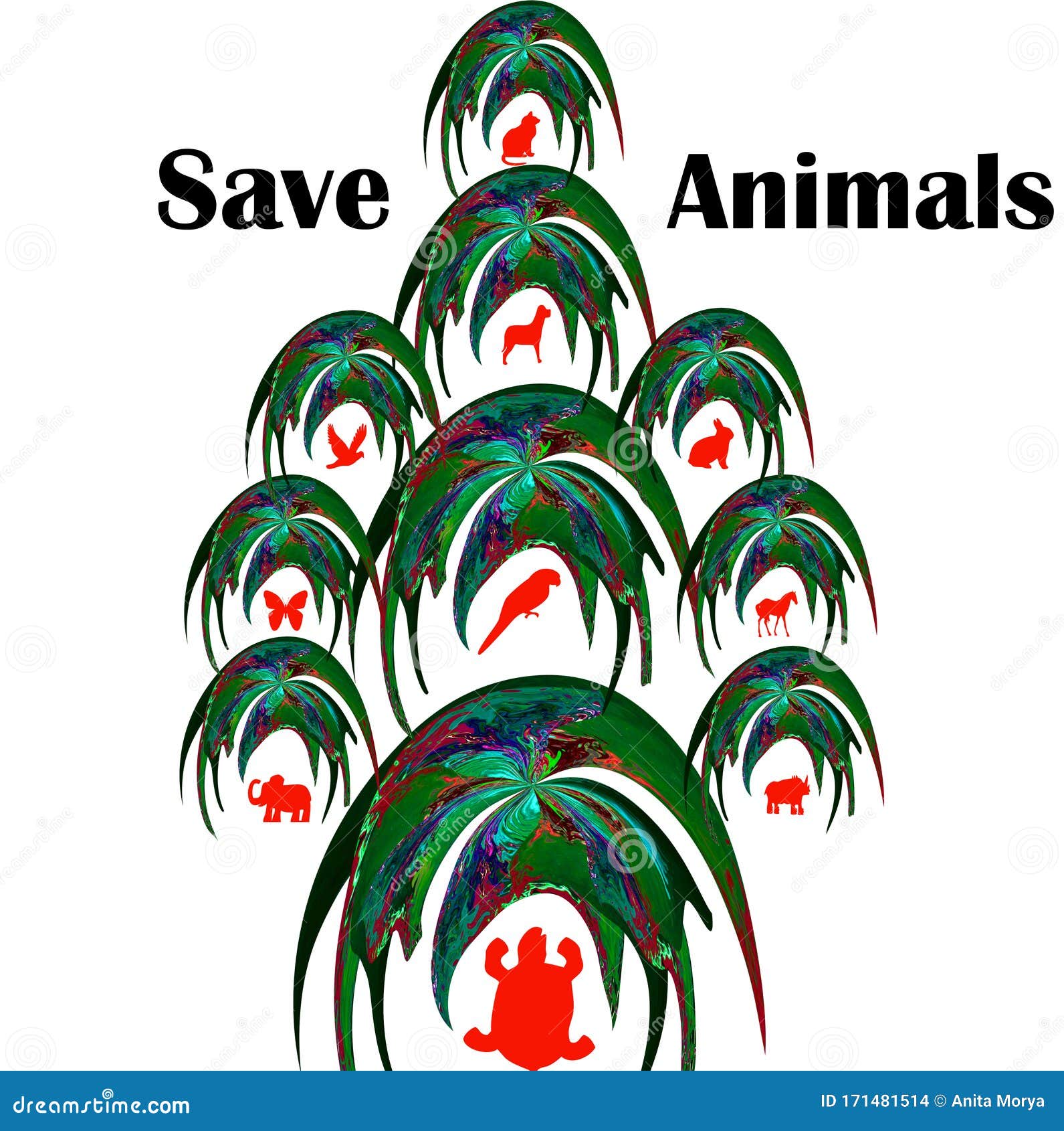 Save animals and forest stock illustration. Illustration of animal ...