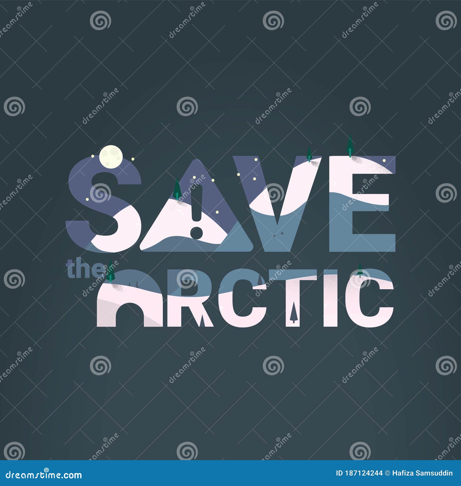 Save the Arctic with Double Exposure Effect. Vector Illustration ...