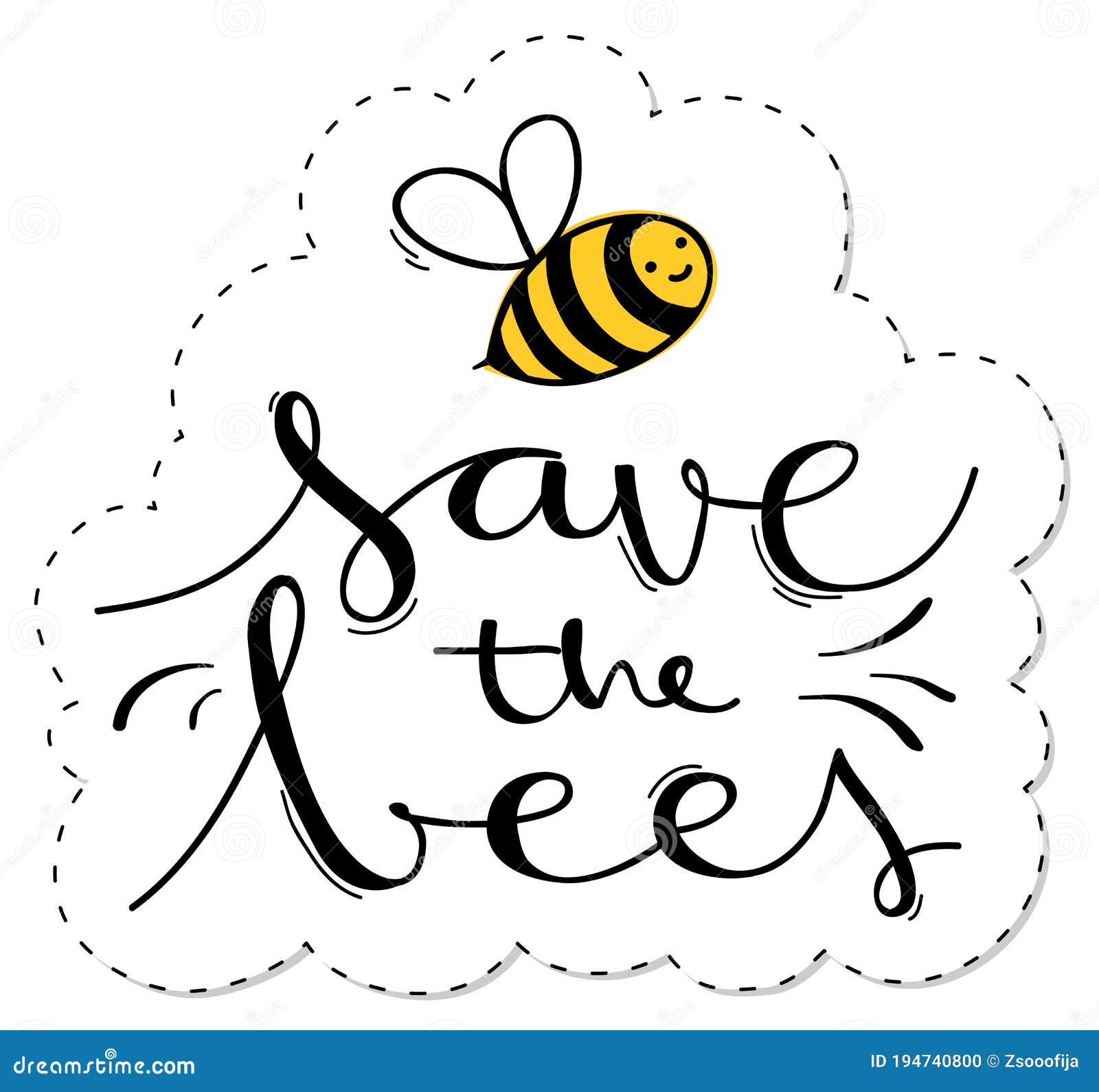Save the bees stock vector. Illustration of emblem, ecology - 194740800
