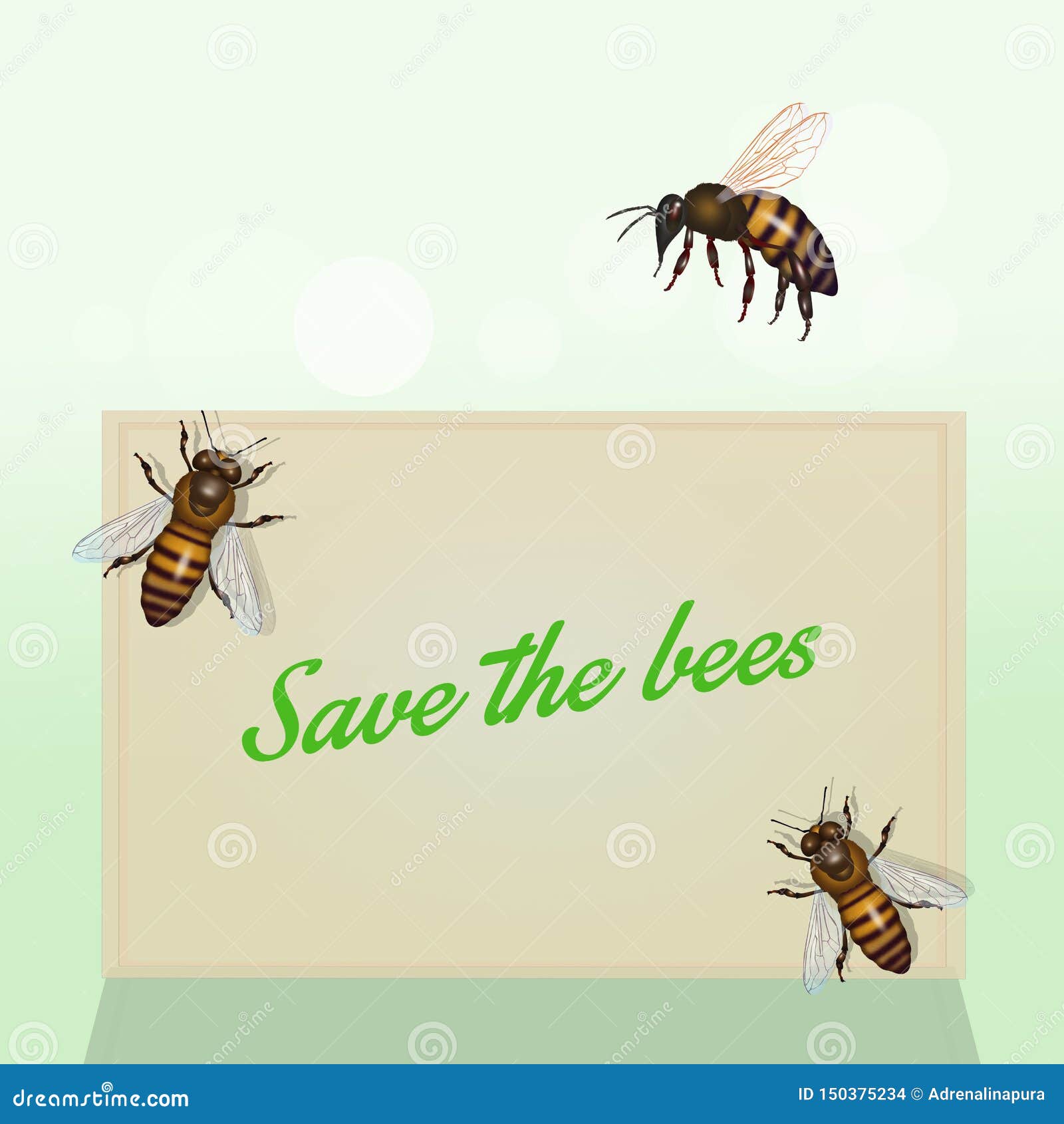 Save the bees in the world stock illustration. Illustration of postcard ...