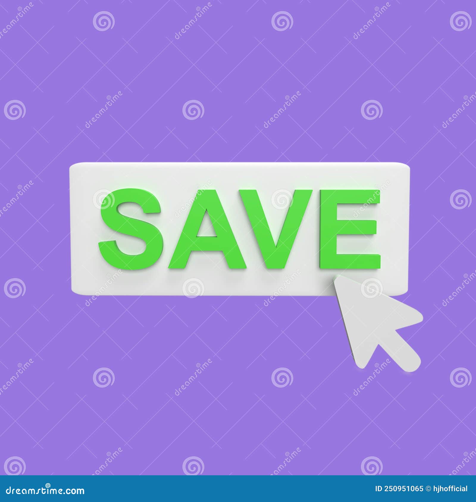 Save Click with Cursor 3d Icon Model Cartoon Style Concept. Render ...