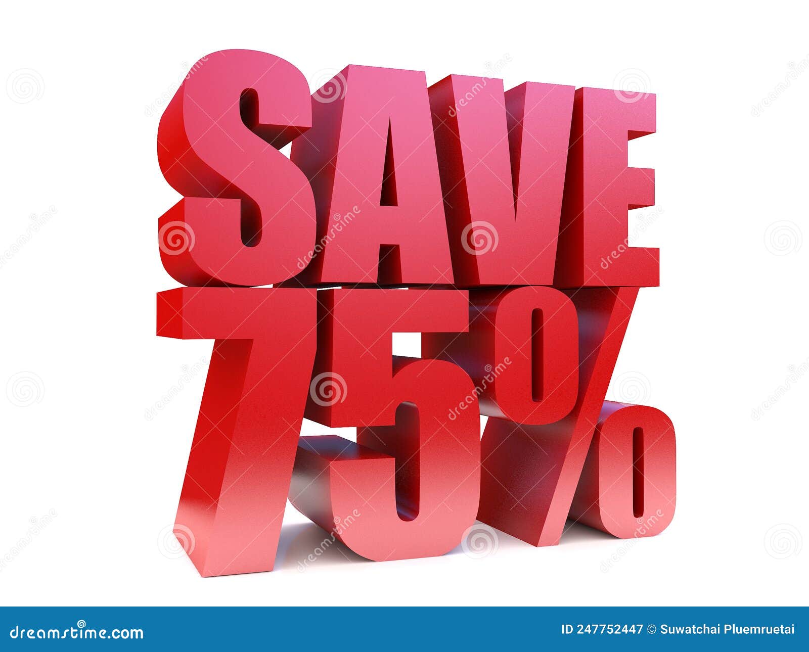 Save 75 3d Text Symbol. 3d Rendering on White Stock Illustration ...