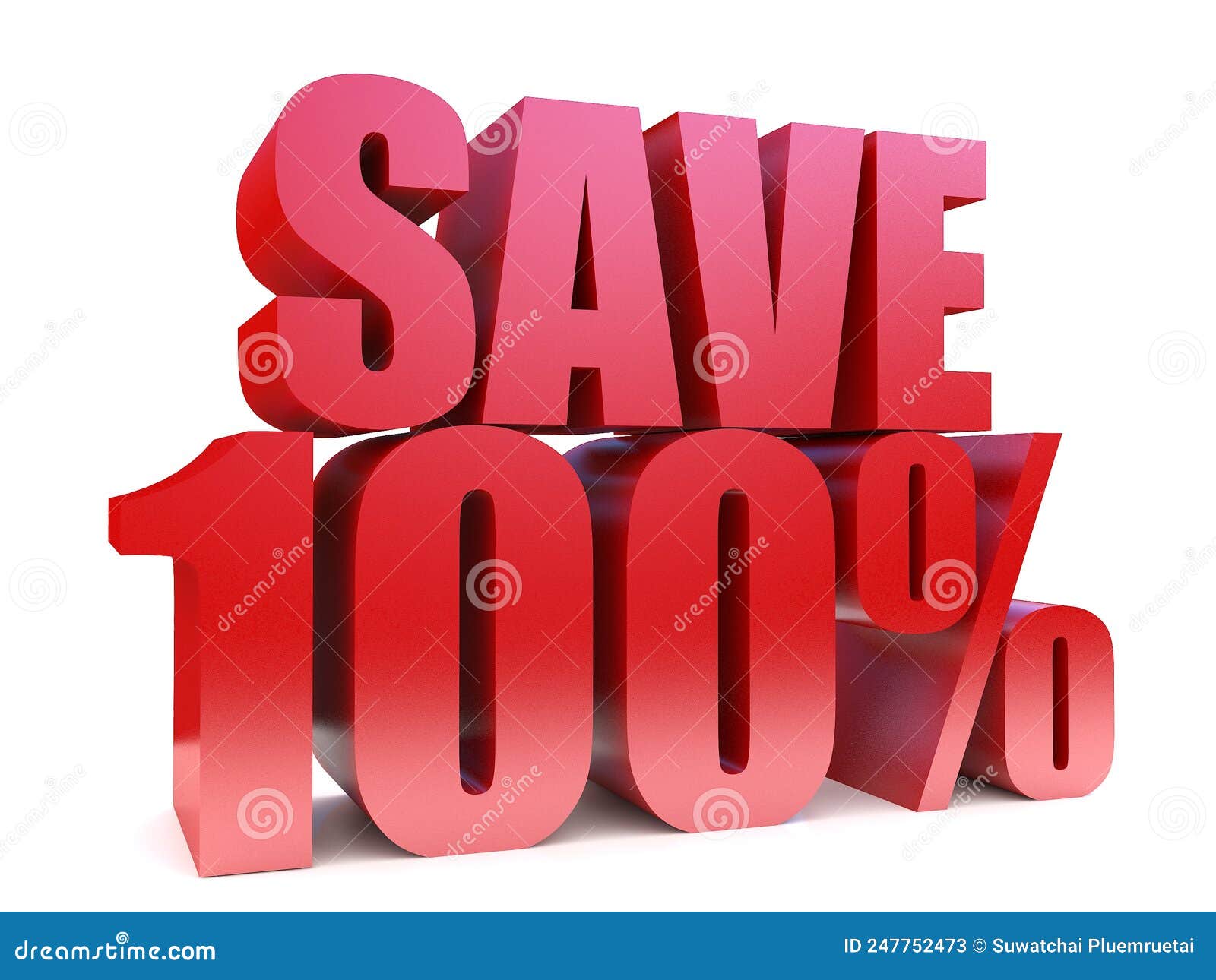 Save 100 3d Text Symbol. 3d Rendering on White Stock Illustration ...