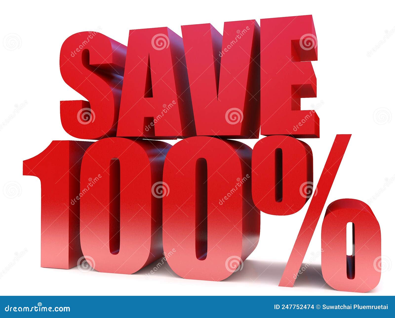 Save 100 3d Text Symbol. 3d Rendering on White Stock Illustration ...