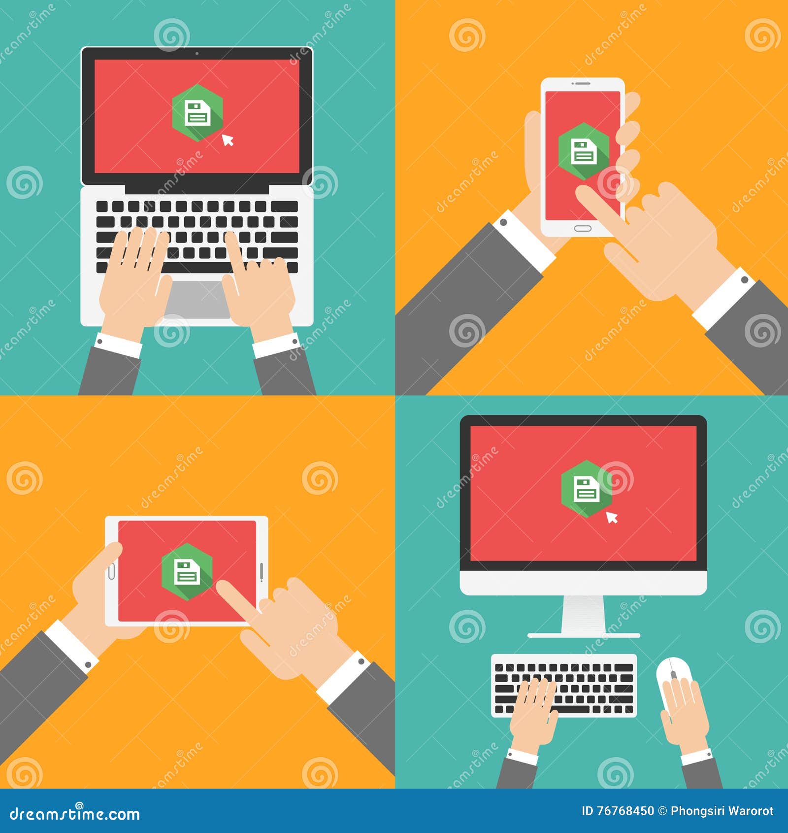 Save Data with Electronic Devices. Smart Phone, Tablet, Laptop, Stock ...