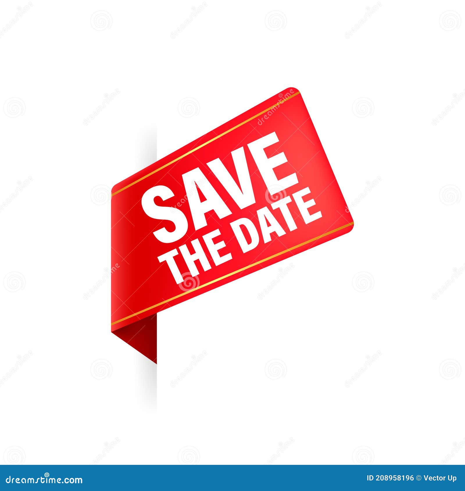 Save the Data Red Ribbon in 3D Style on White Background. Vector ...
