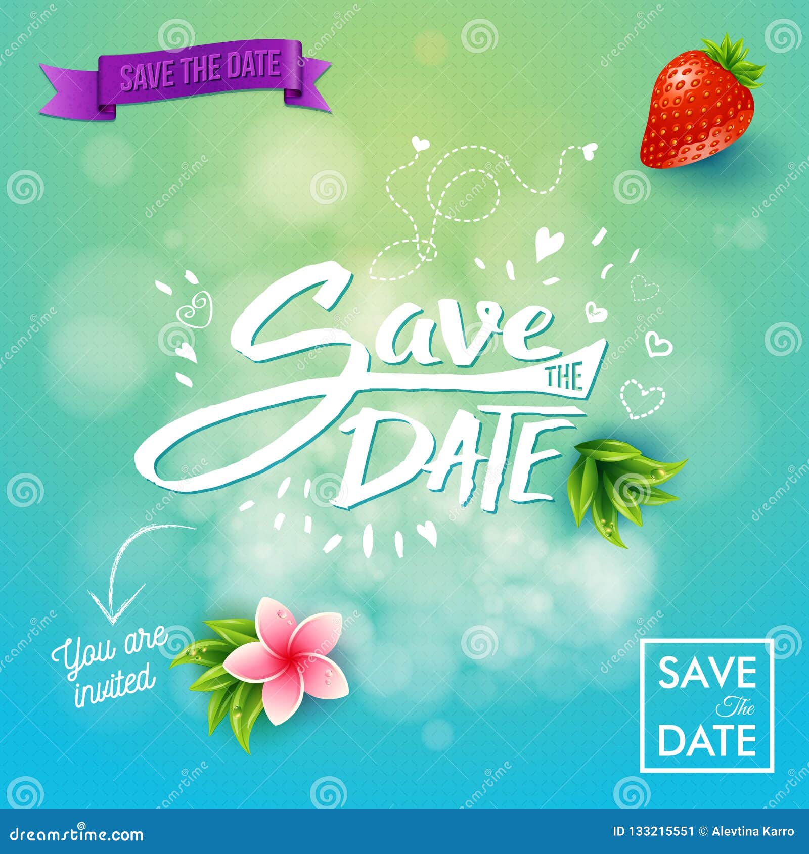 Save the Date Background Text with Objects Stock Vector - Illustration ...