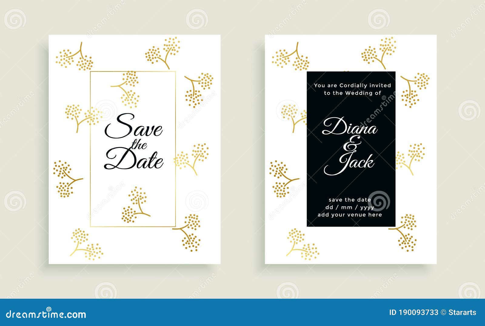 Save the Date Beautiful Wedding Card Design Stock Vector - Illustration ...