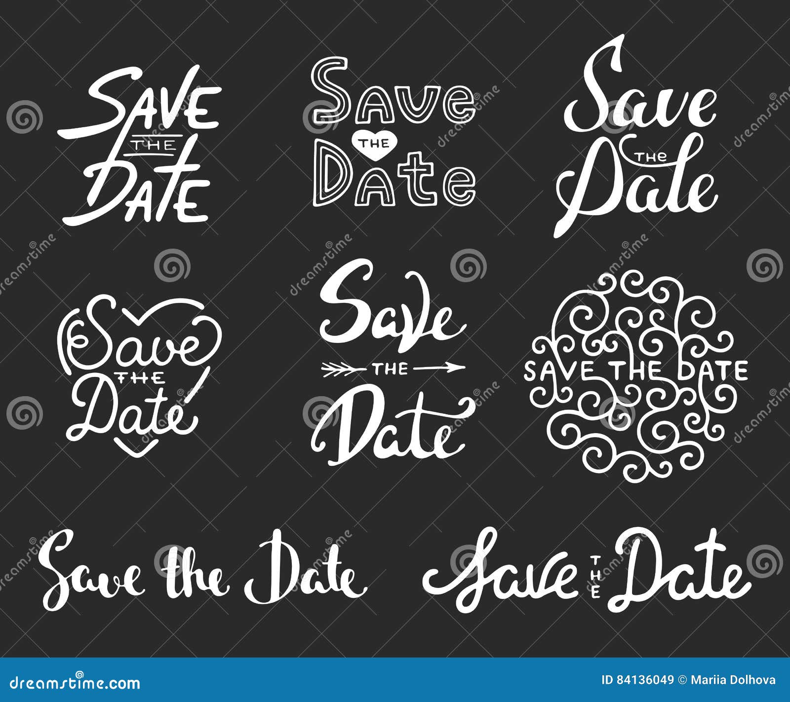 Save the Date Calligraphy Phrases. Unique Lettering Stock Vector ...