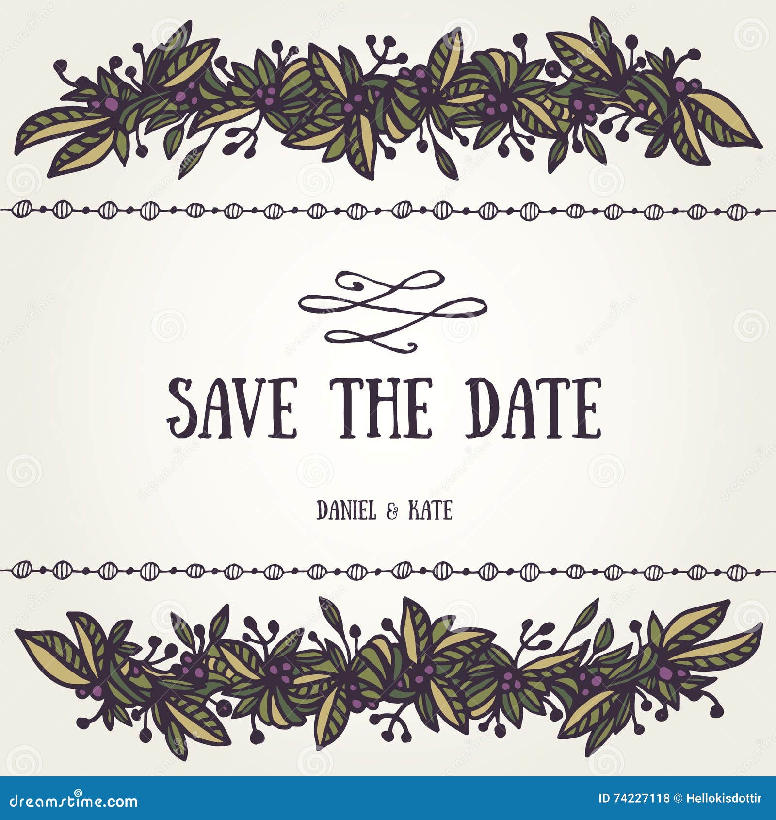 Save the Date Card Template Stock Vector - Illustration of drawn ...
