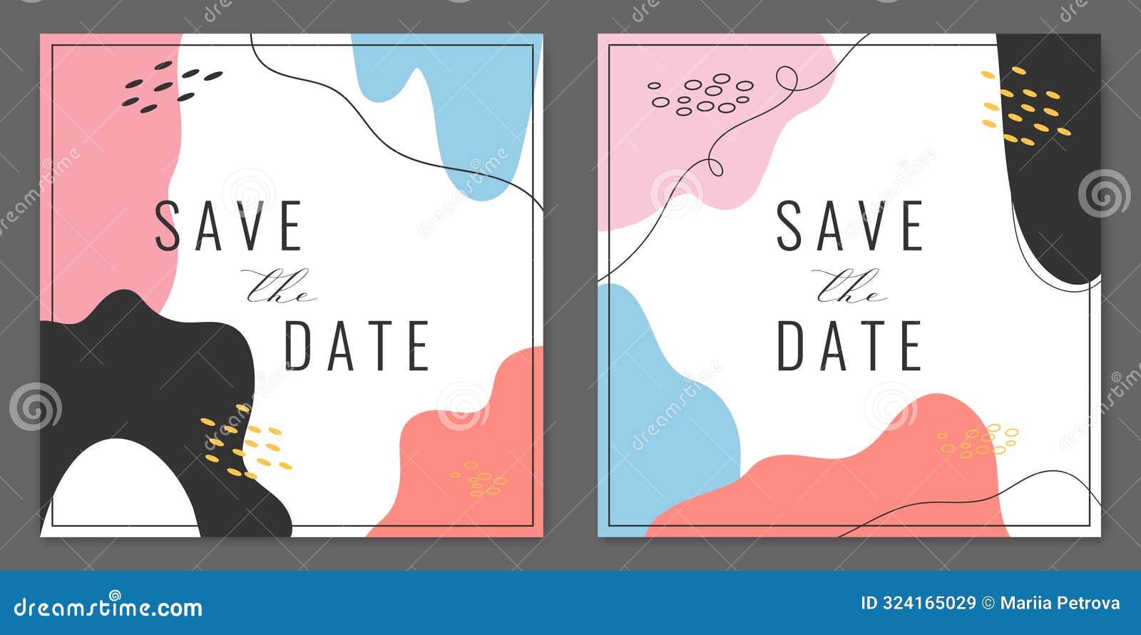 Save the Date Card Templates Decorated Abstract Shapes and Lines Stock ...