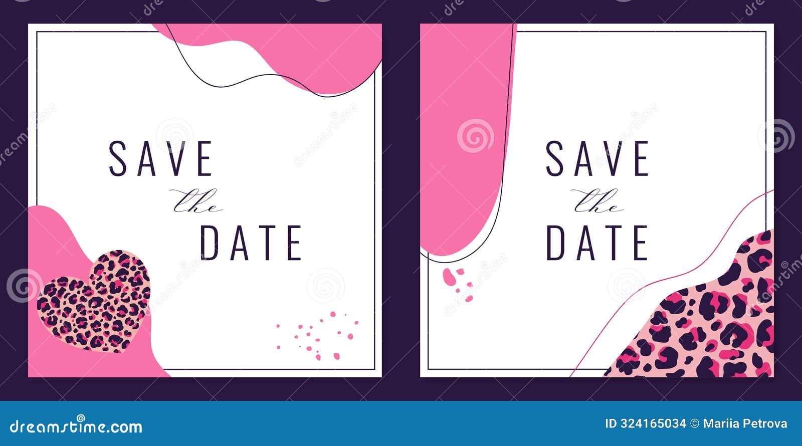 Save the Date Card Templates Decorated with Leopard Print, Lines and ...