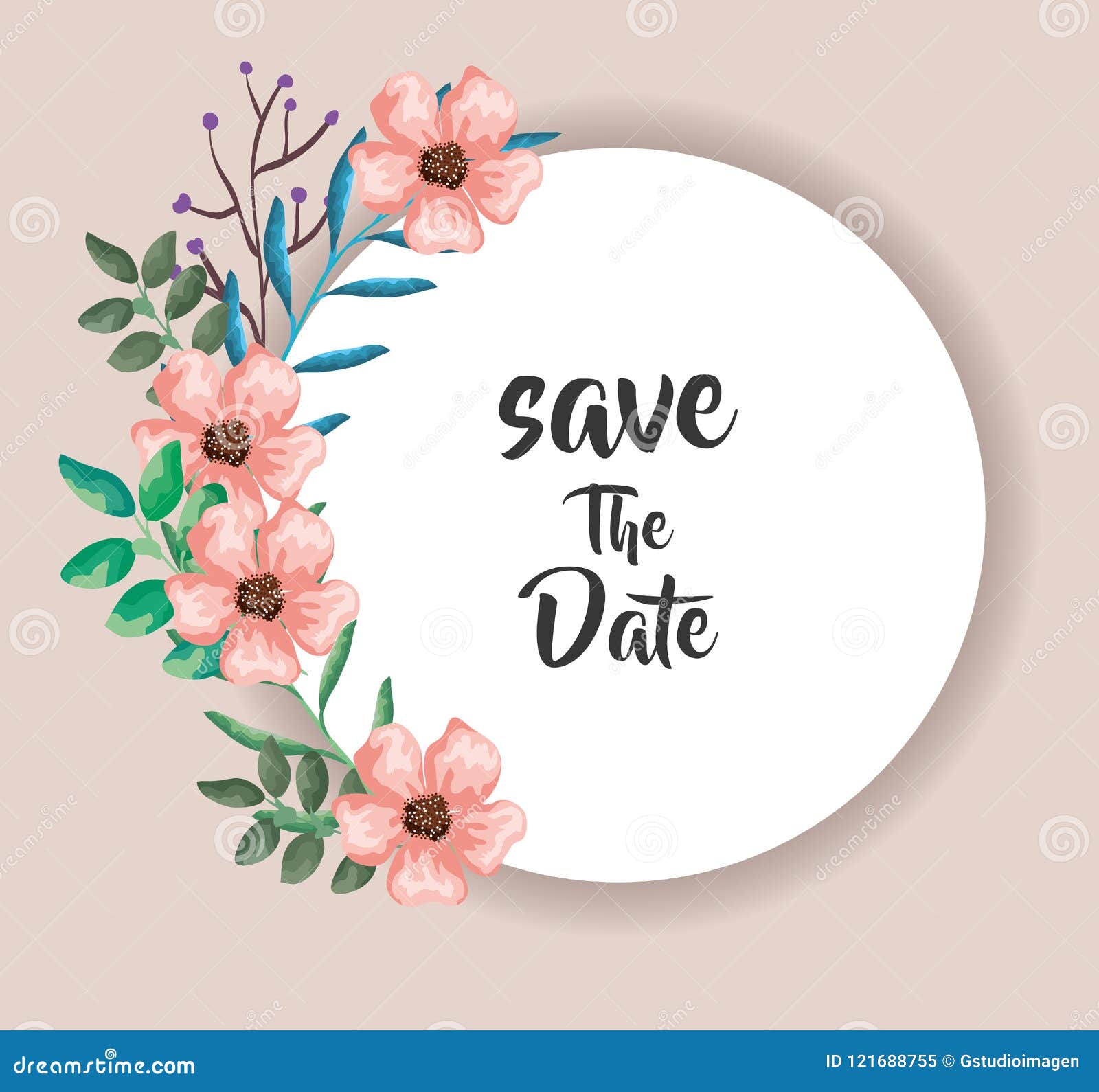 Save the Date Circular Frame Stock Vector - Illustration of beautiful ...