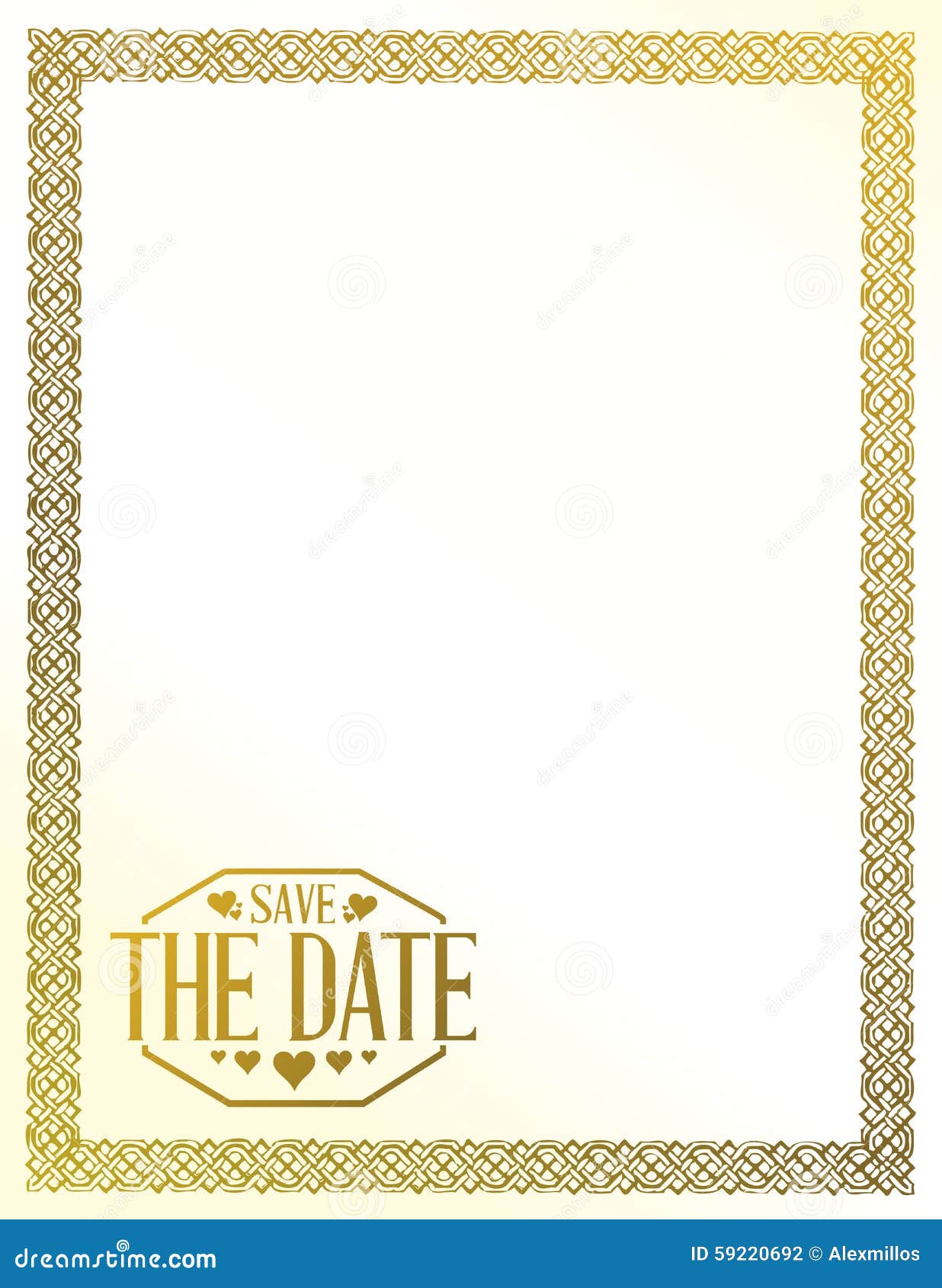 Save the Date Gold Border Background Sign Stock Illustration ...