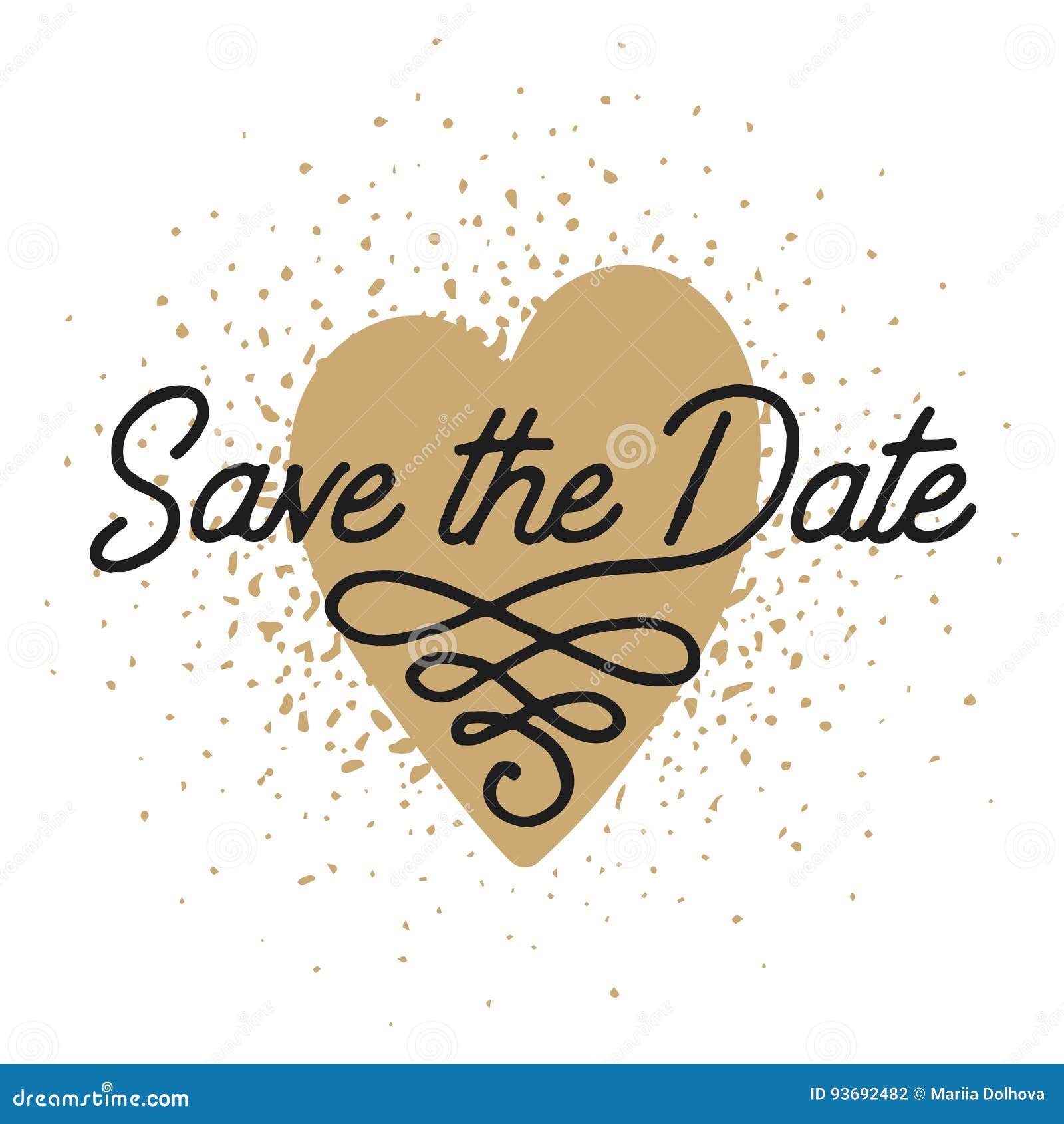 Save the Date in Heart Shape Invite Card Vector Template Stock Vector ...