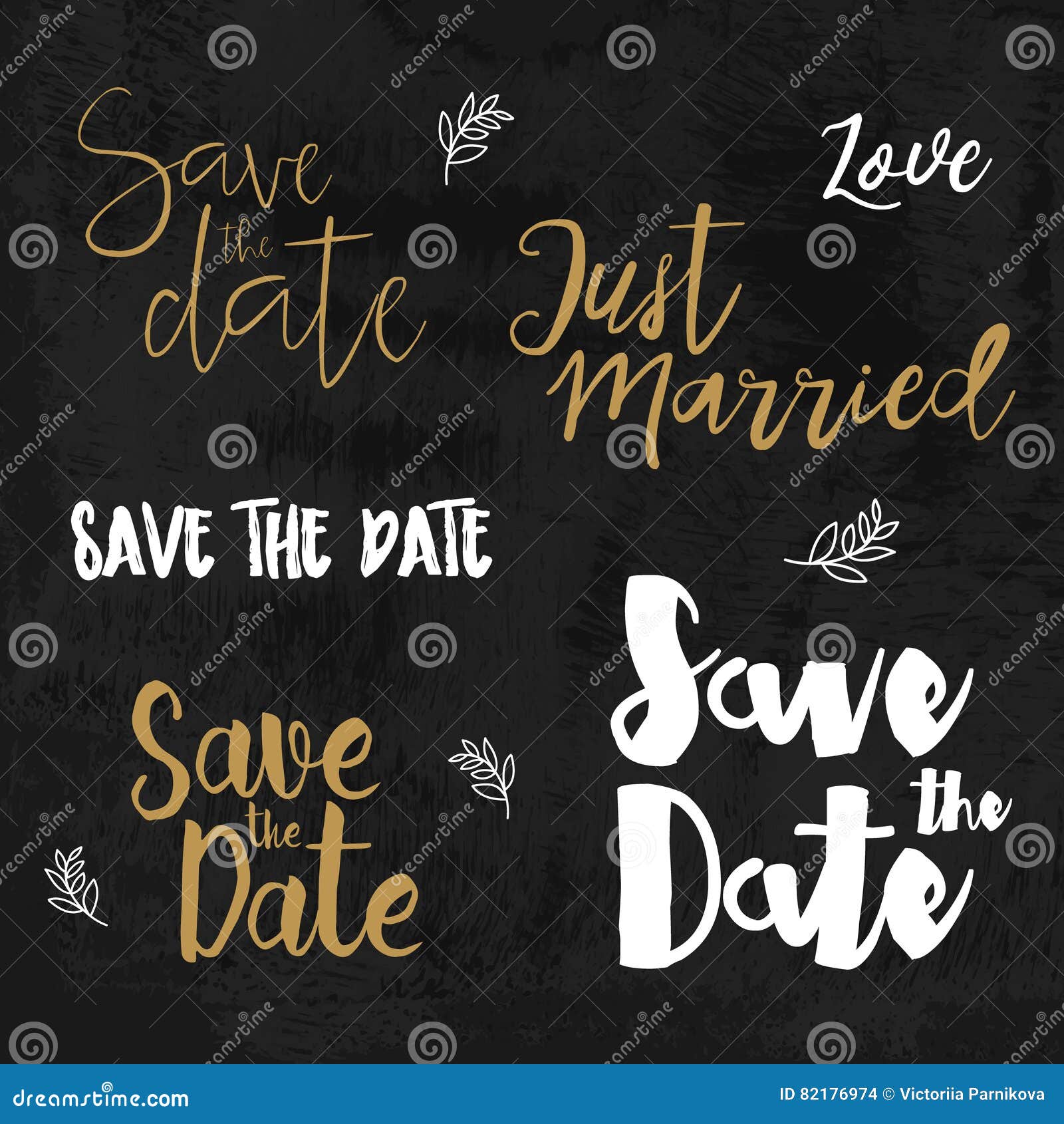 Save the Date Logos. Wedding Invitation with Hand Drawn Lettering Stock ...