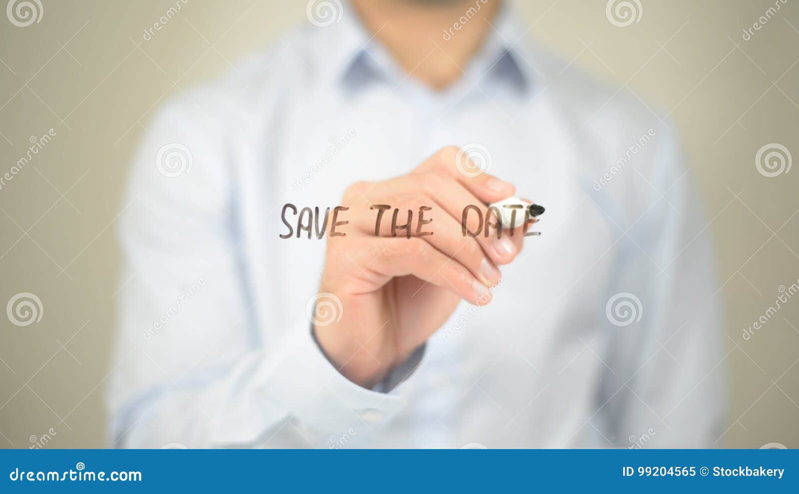 Save the Date, Man Writing on Transparent Screen Stock Image - Image of ...