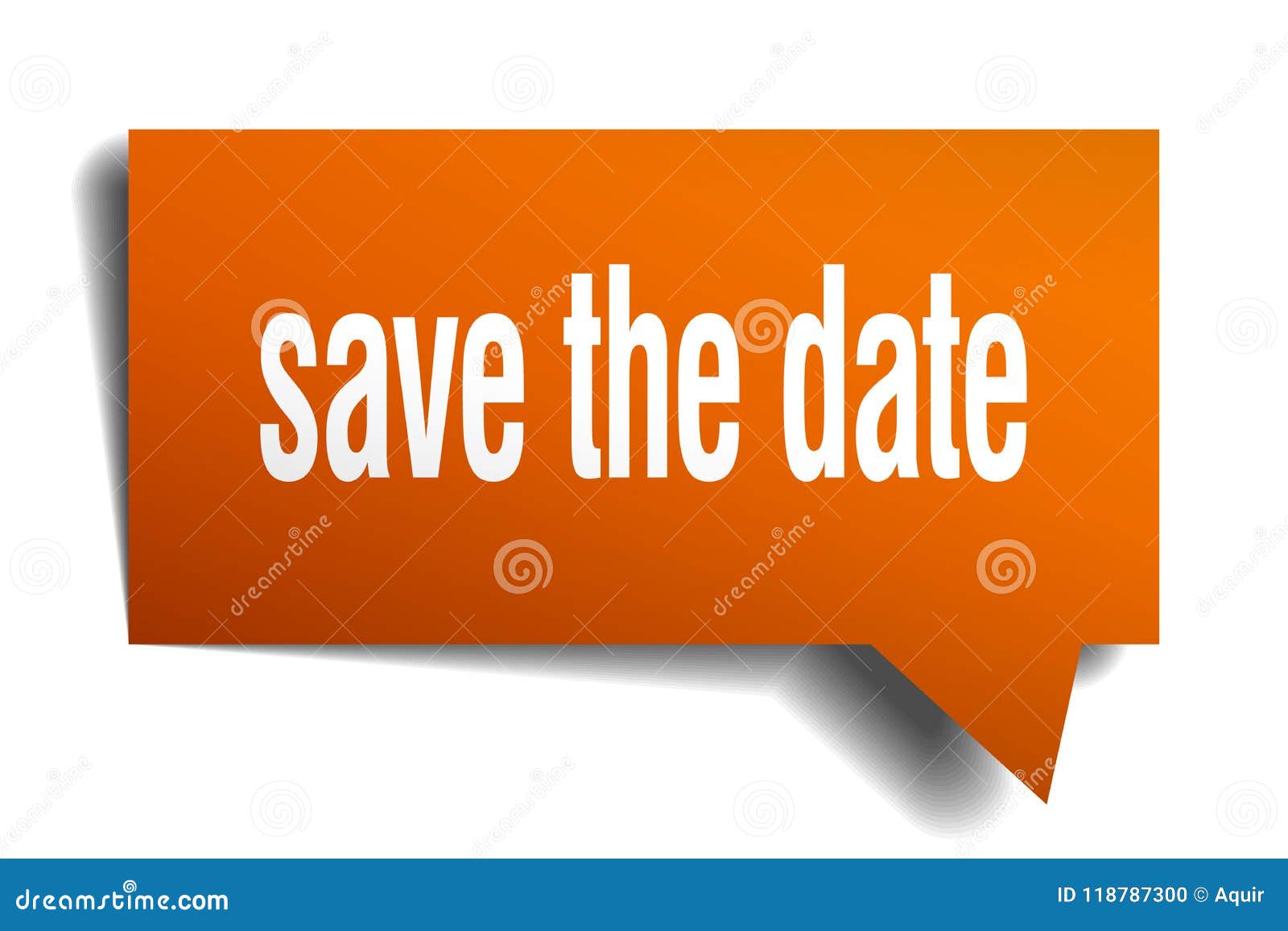 Save the Date Orange 3d Speech Bubble Stock Vector - Illustration of ...