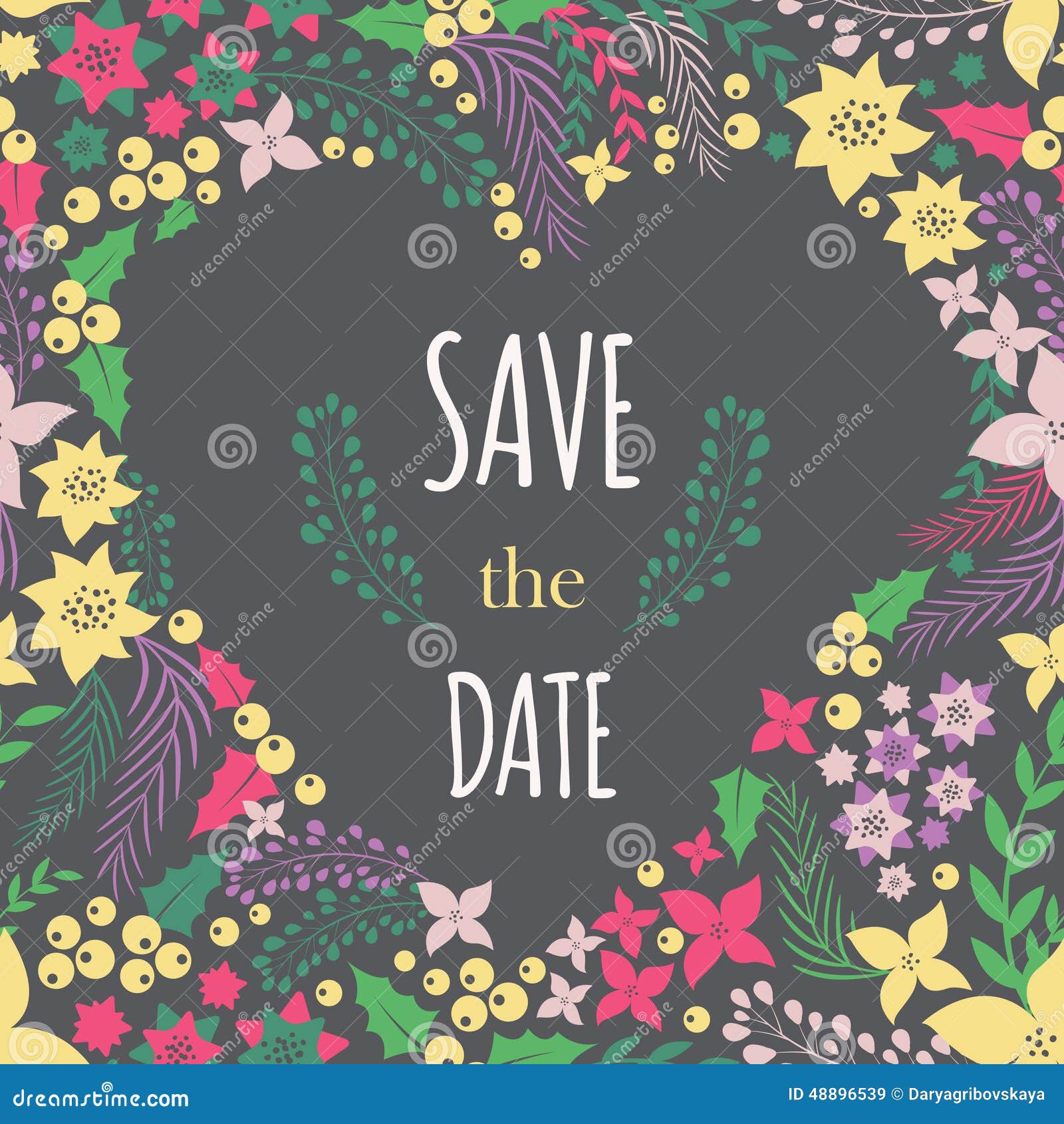 Save the Date Phrase on Heart Frame Stock Vector - Illustration of ...