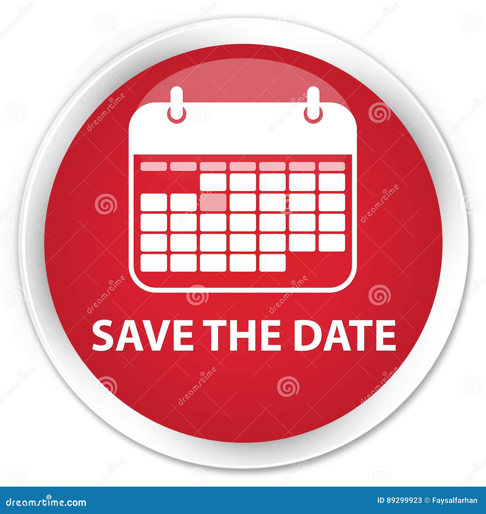 Save the Date Premium Red Round Button Stock Illustration ...