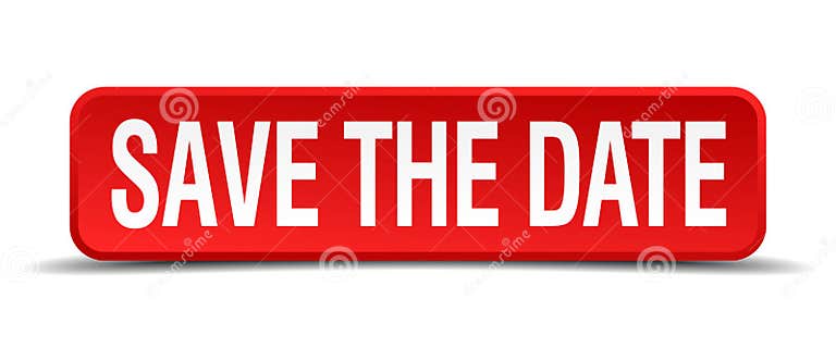 Save the Date Red Button Isolated on White Stock Vector - Illustration ...