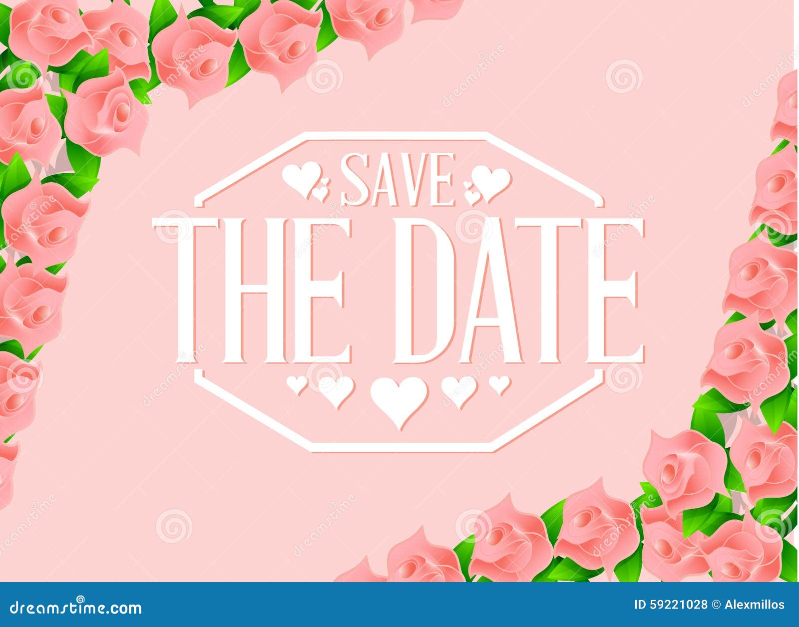 Save the Date Roses Border Background Sign Stock Illustration ...