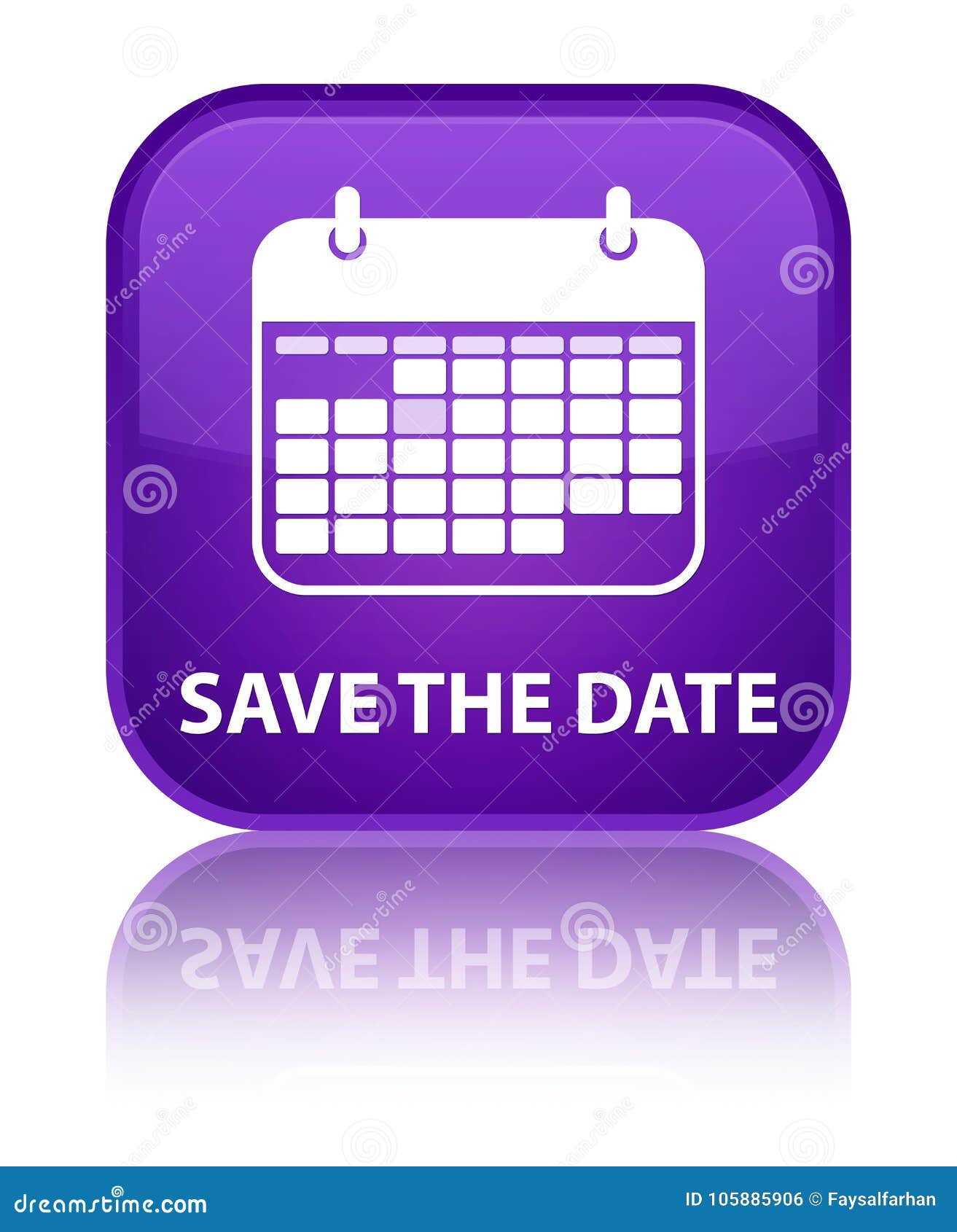 Save the Date Special Purple Square Button Stock Illustration ...