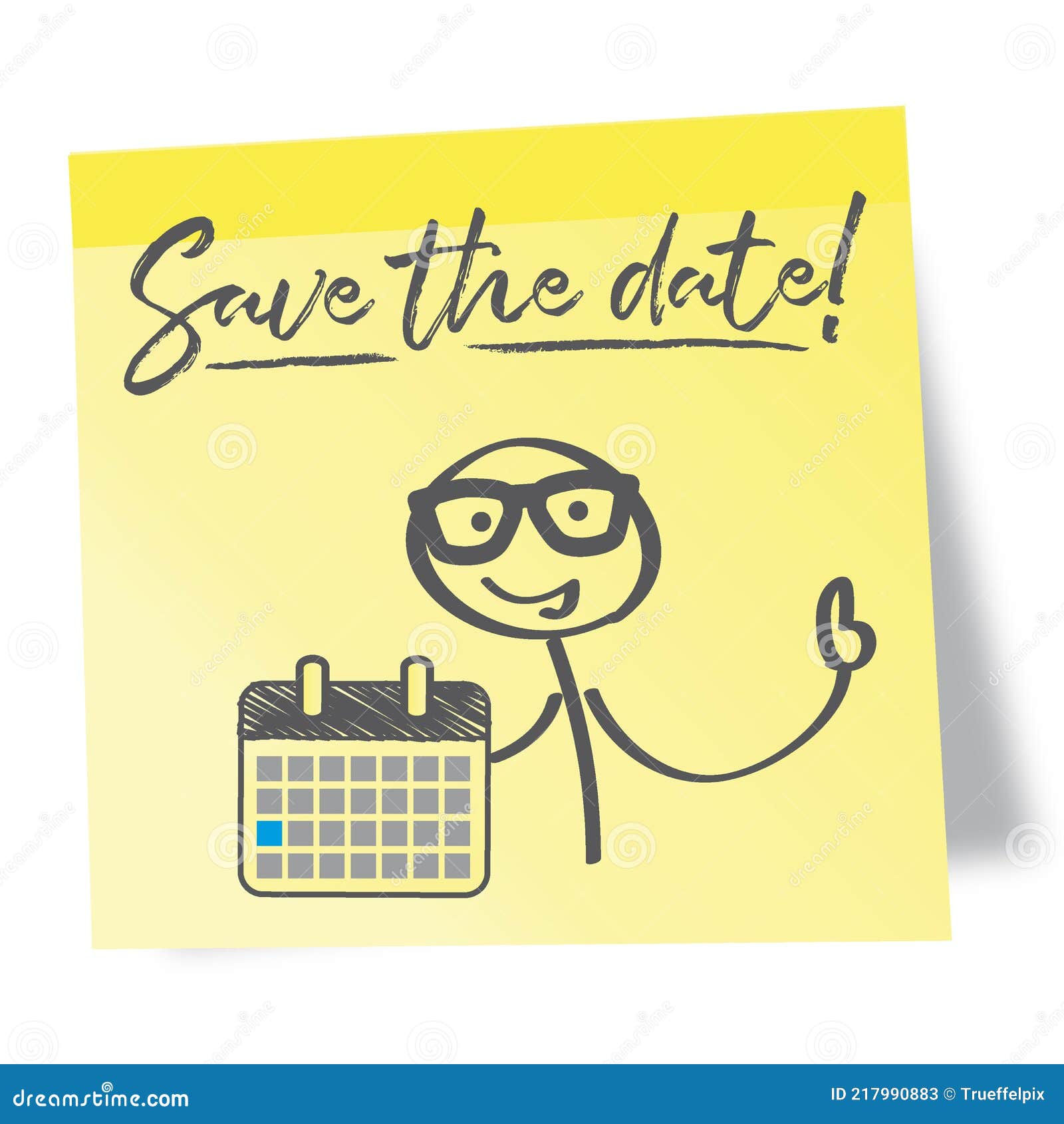 Save the Date - Sticky Sticker with Text and Illustration Isolated on ...