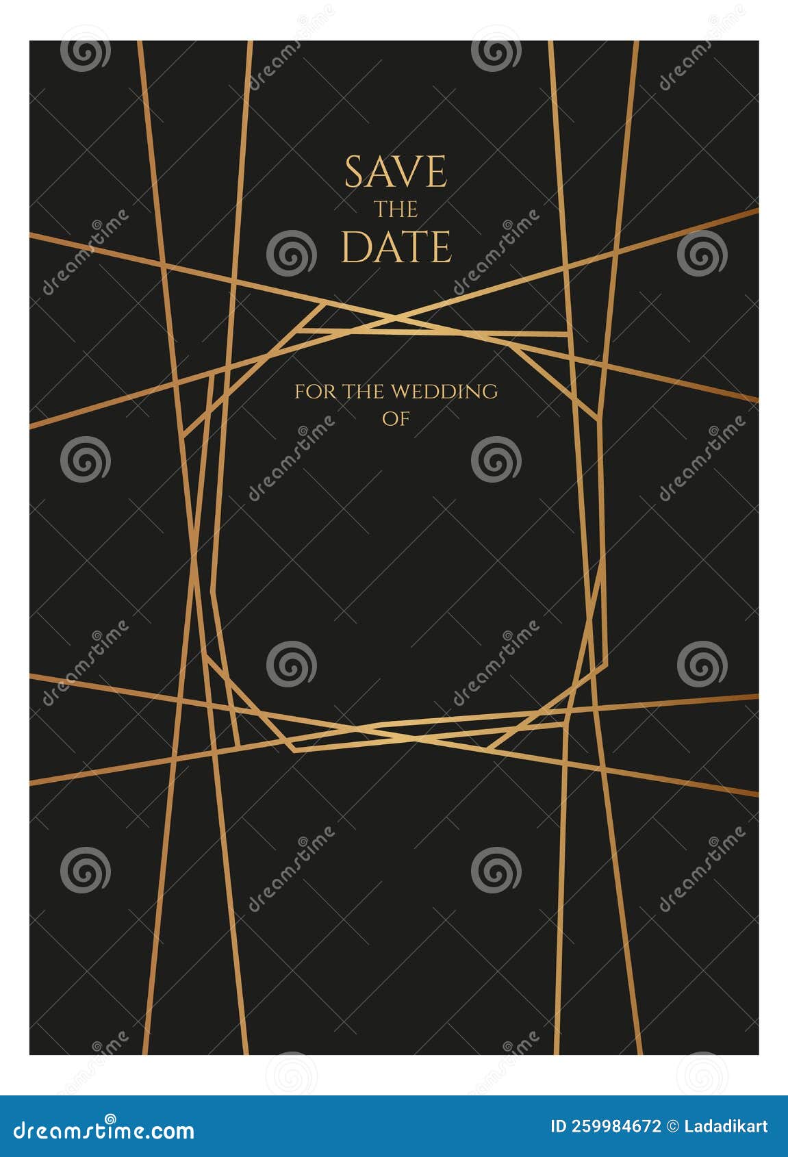 Save Date Template with Elegant Thin Golden Lines Stock Vector ...