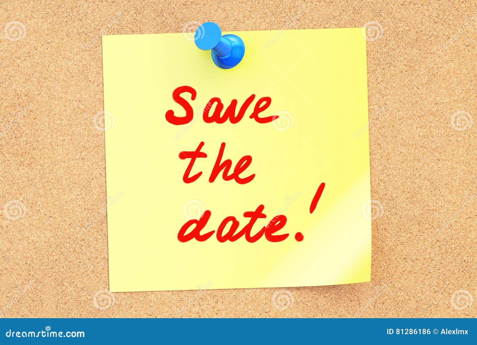 Save the Date Text on a Sticky Note. 3D Rendering Stock Illustration ...