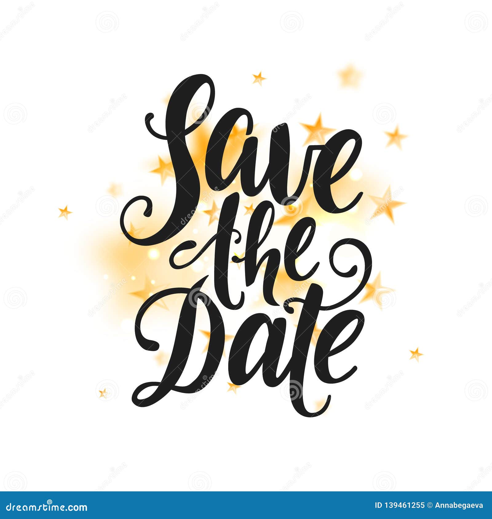 Save the Date Vector Lettering on White Background. Isolated Typography ...