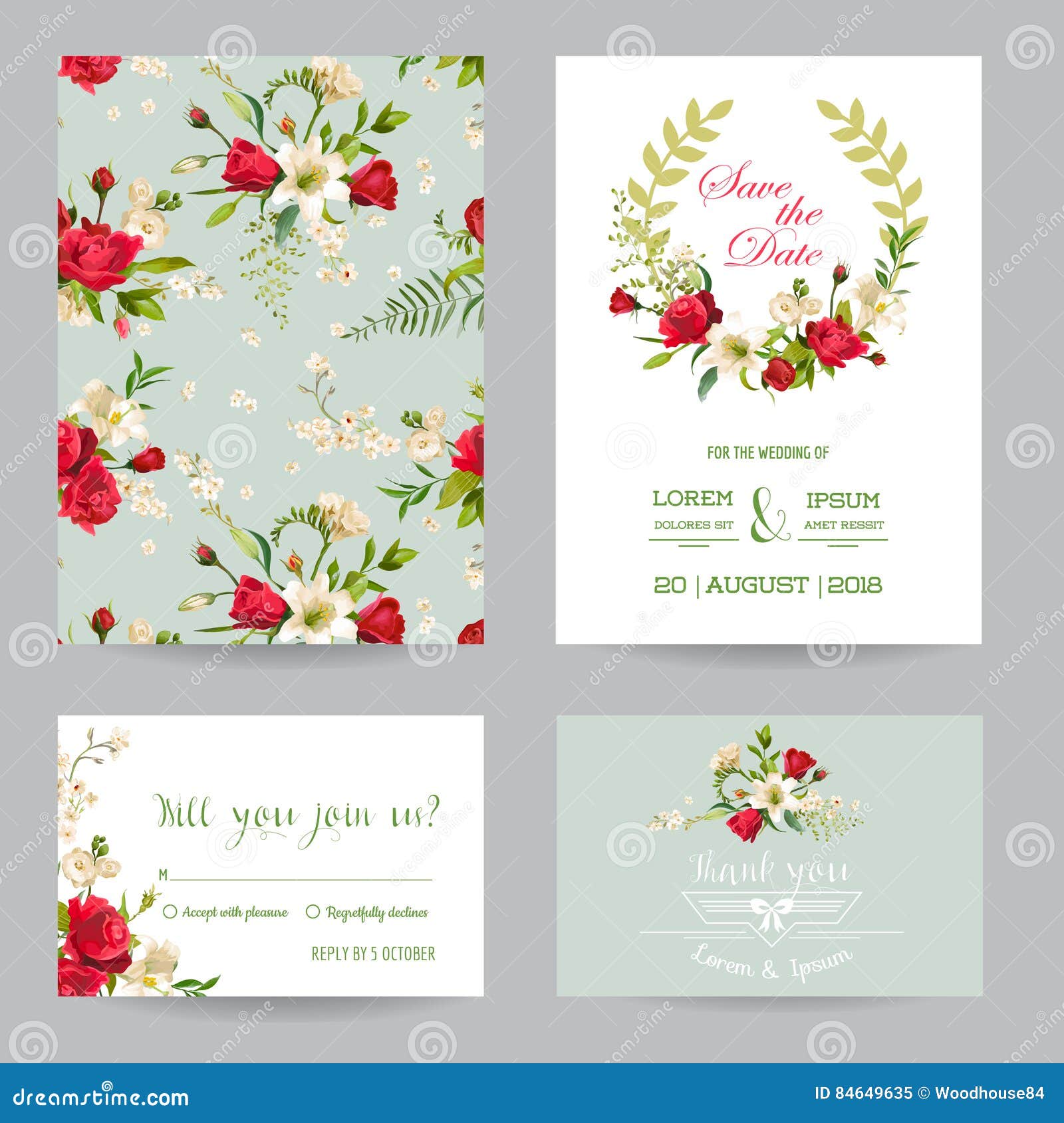 Save the Date Wedding Invitation or Congratulation Card Set Stock ...