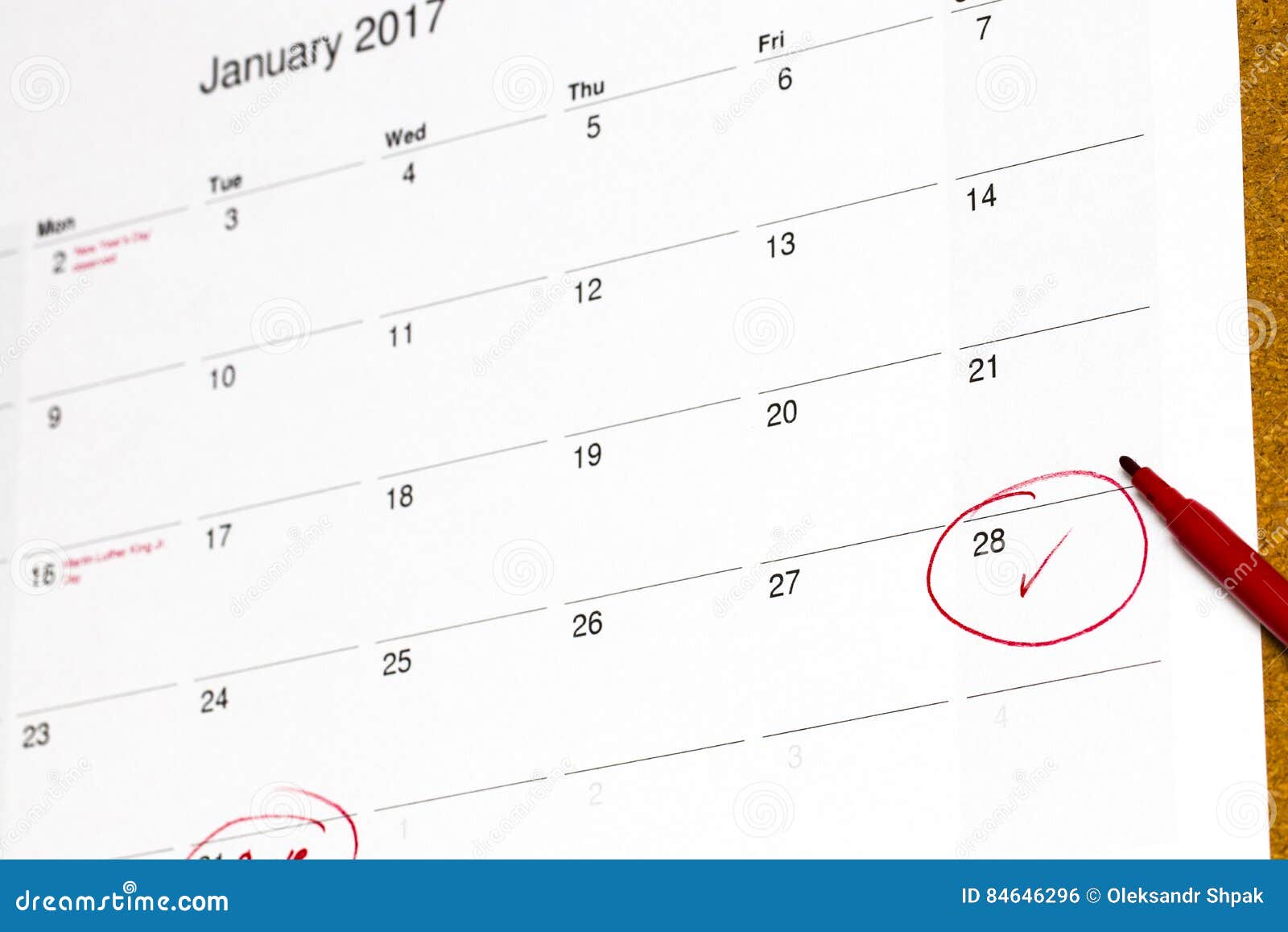 Save the Date Written on the Calendar - January 28 Stock Photo - Image ...