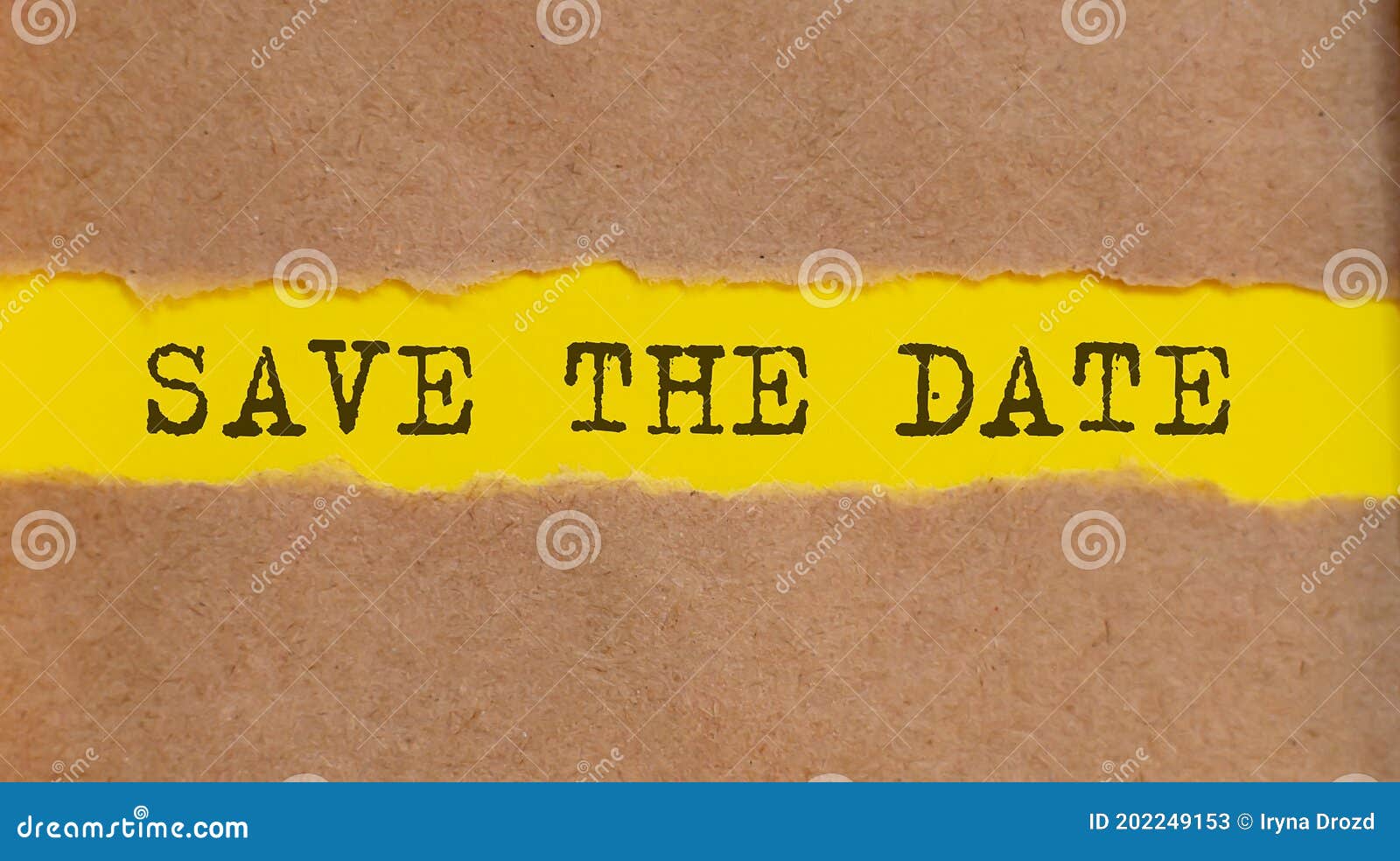 Save the Date Written Under Torn Paper on Yellow Background Stock Image ...