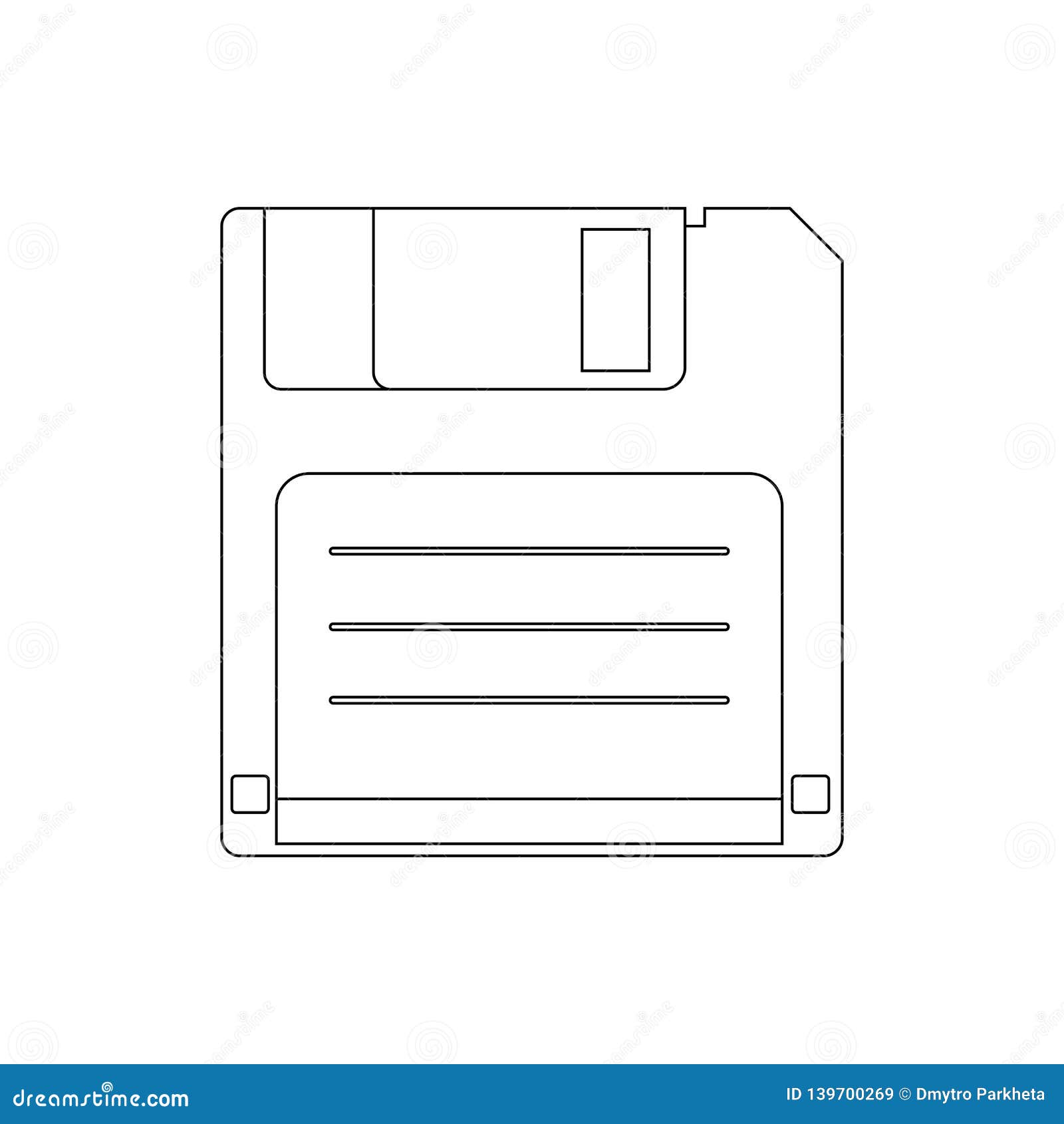 Save Disk Outline Illustration Stock Vector - Illustration of digitally ...
