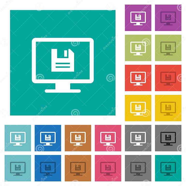 Save Display Settings Square Flat Multi Colored Icons Stock Vector ...