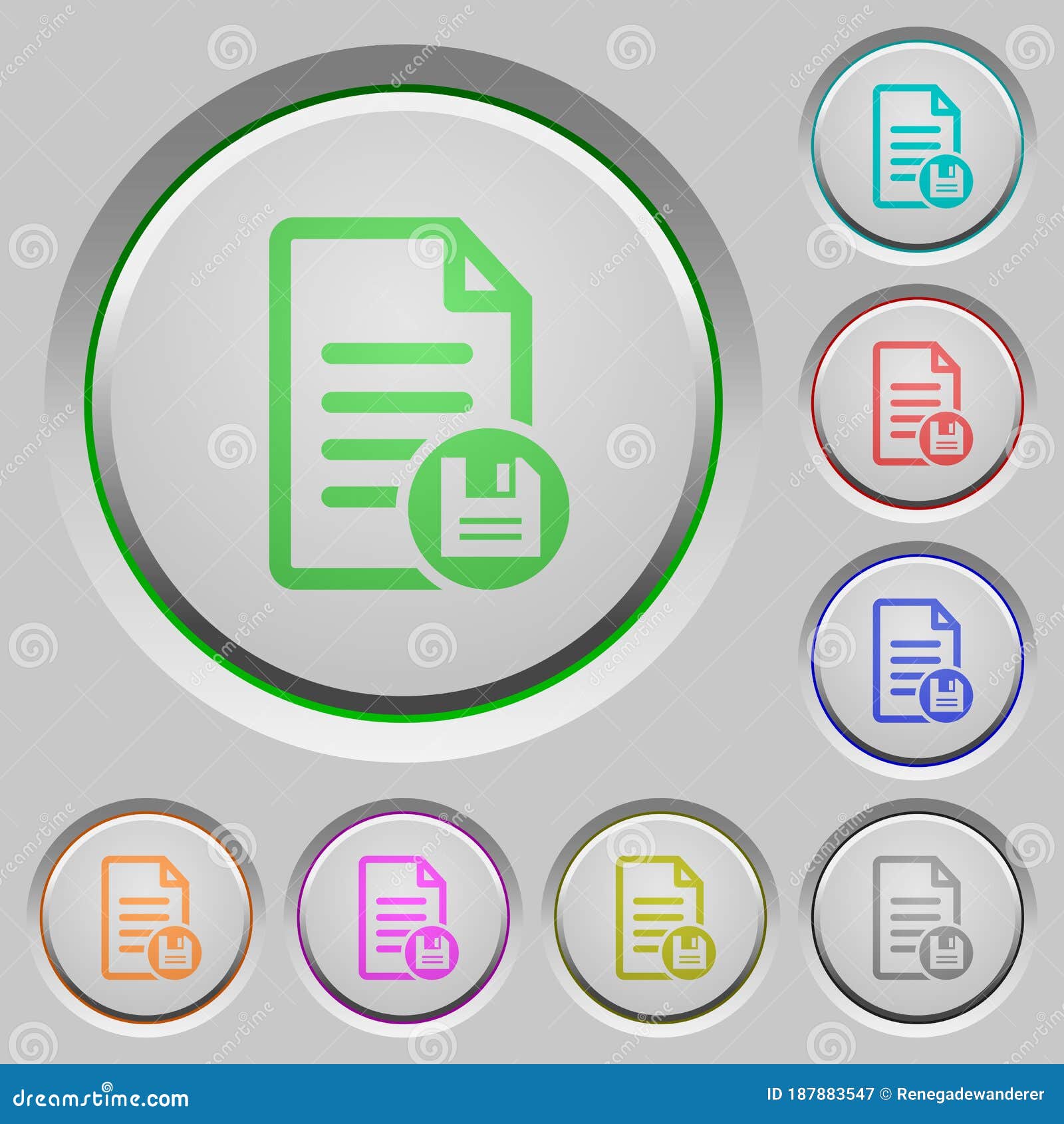 Save document push buttons stock vector. Illustration of dossier ...