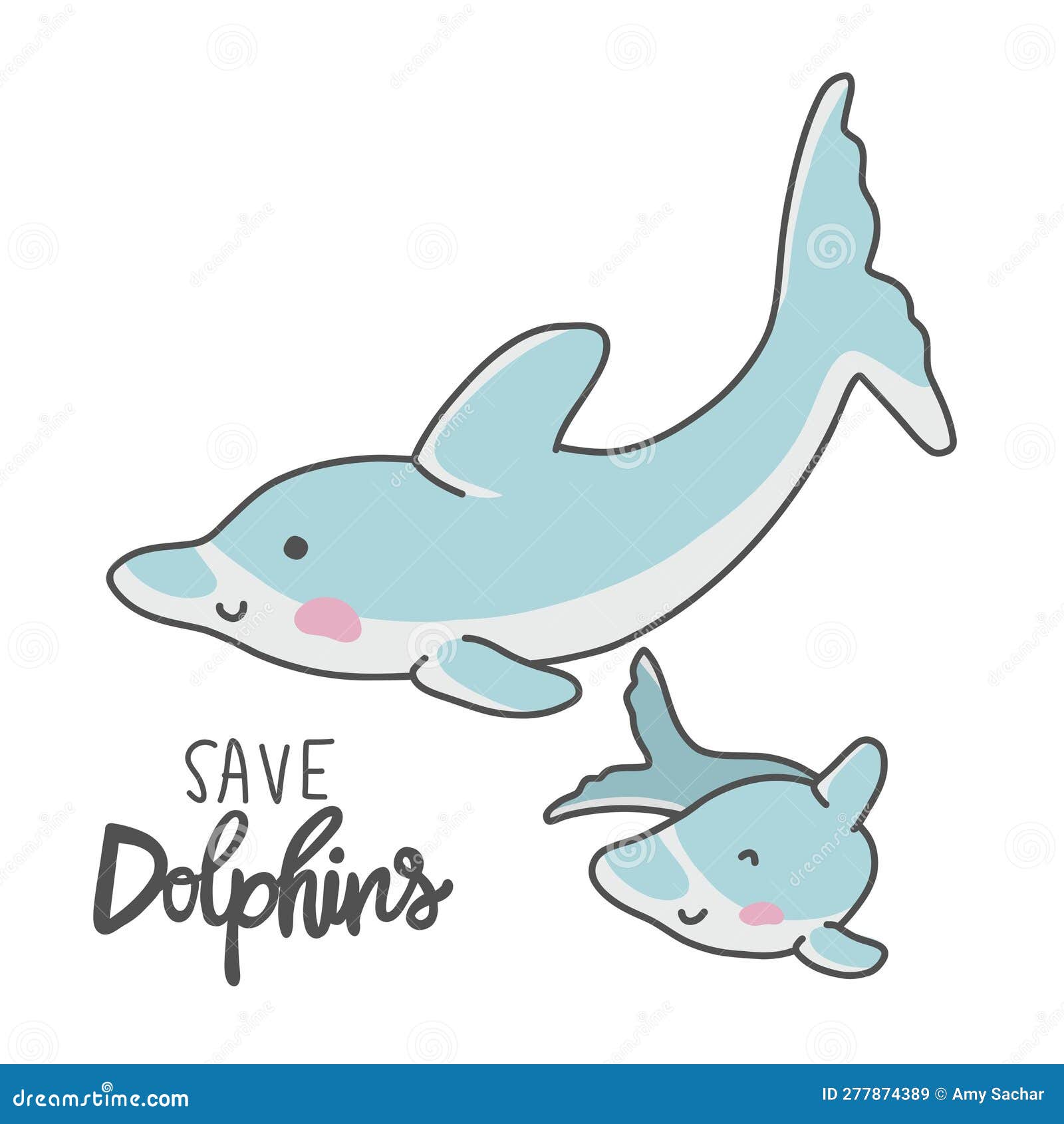 Save Dolphins Cartoon Illustration Stock Vector - Illustration of ...