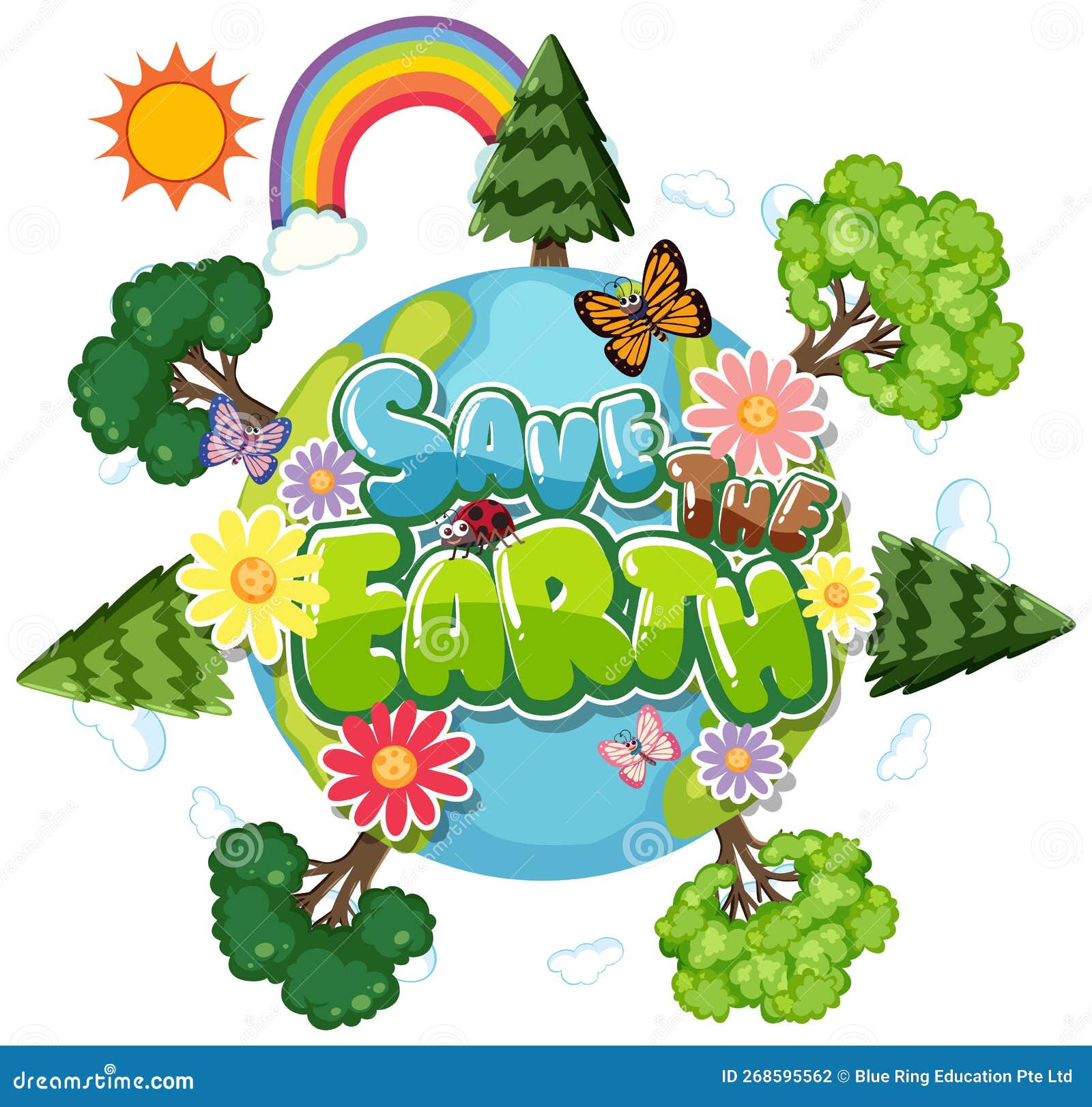Save the Earth Banner Design Stock Vector - Illustration of cartoon ...