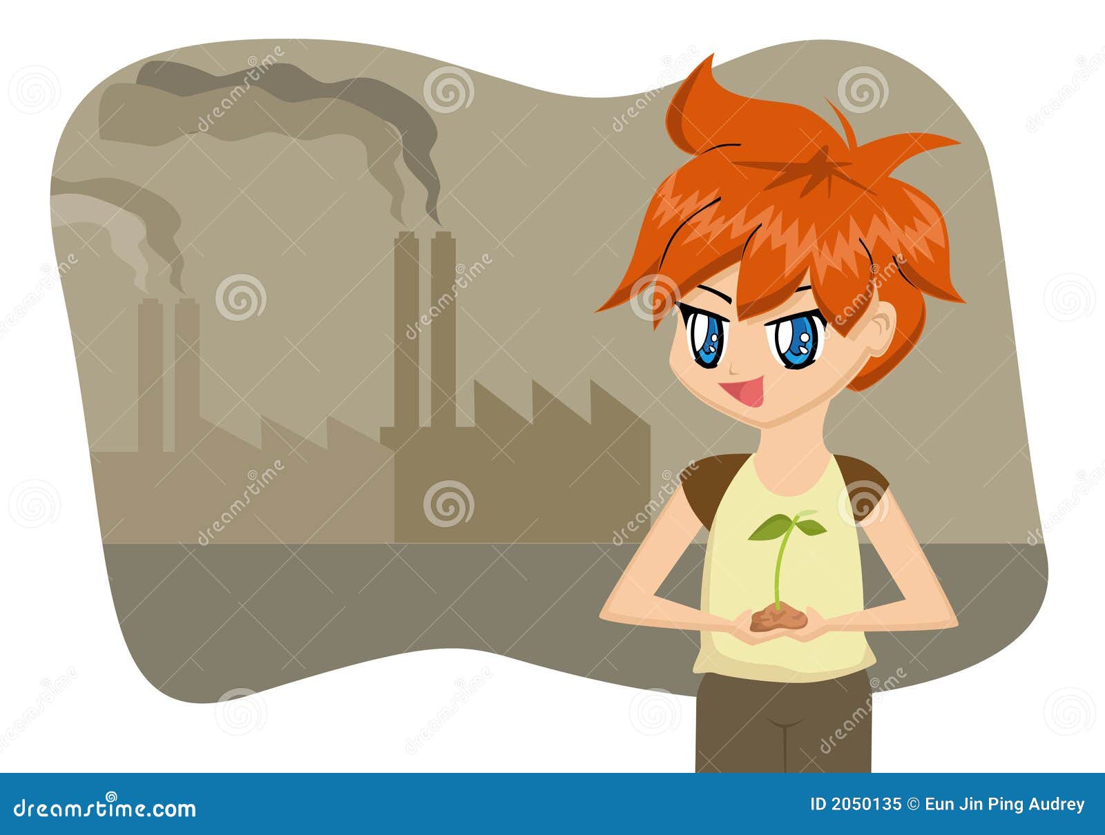 Save the Earth Cartoon Boy stock vector. Illustration of plant - 2050135