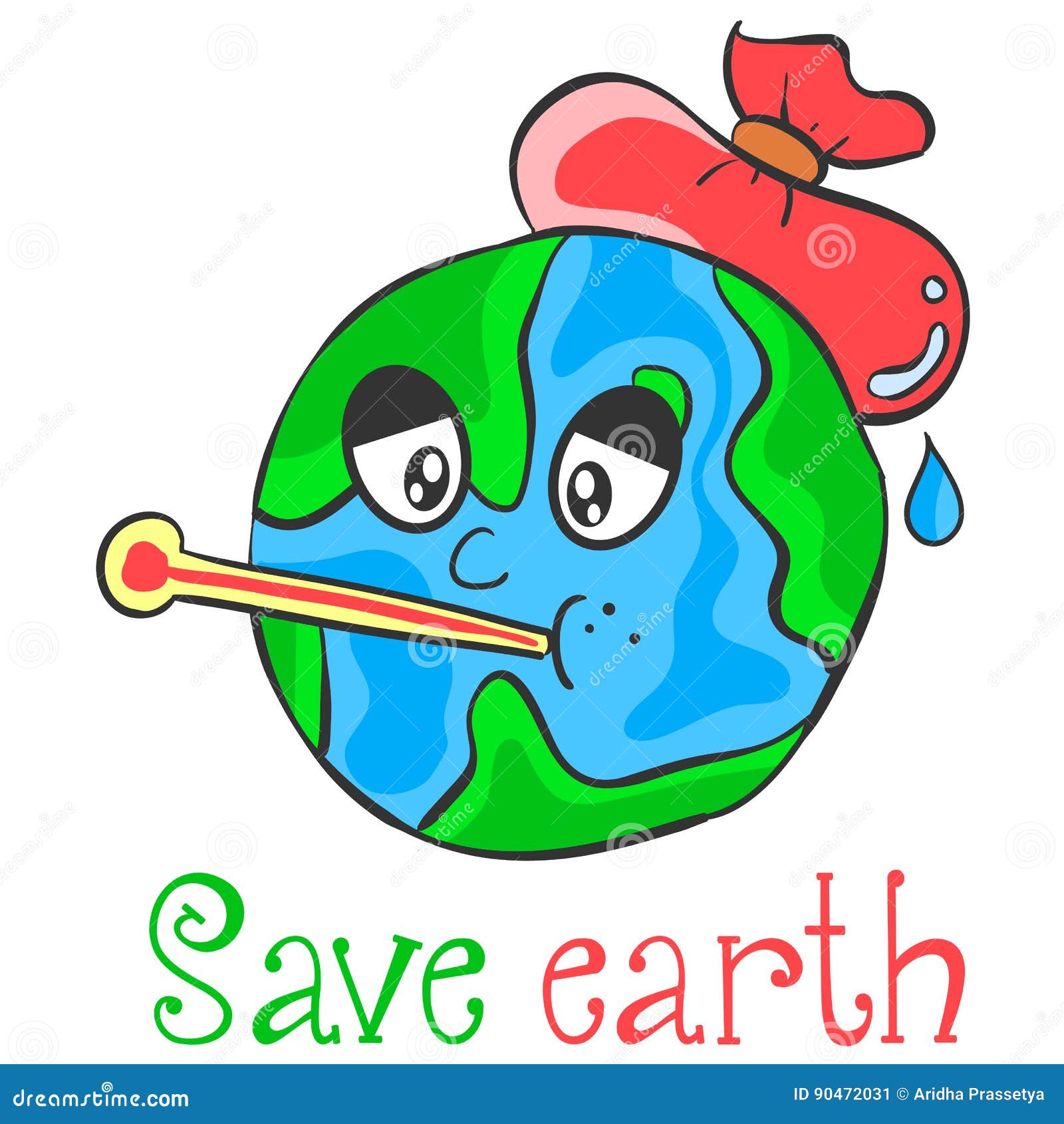 Save Earth Cartoon Design Style Stock Vector - Illustration of ...