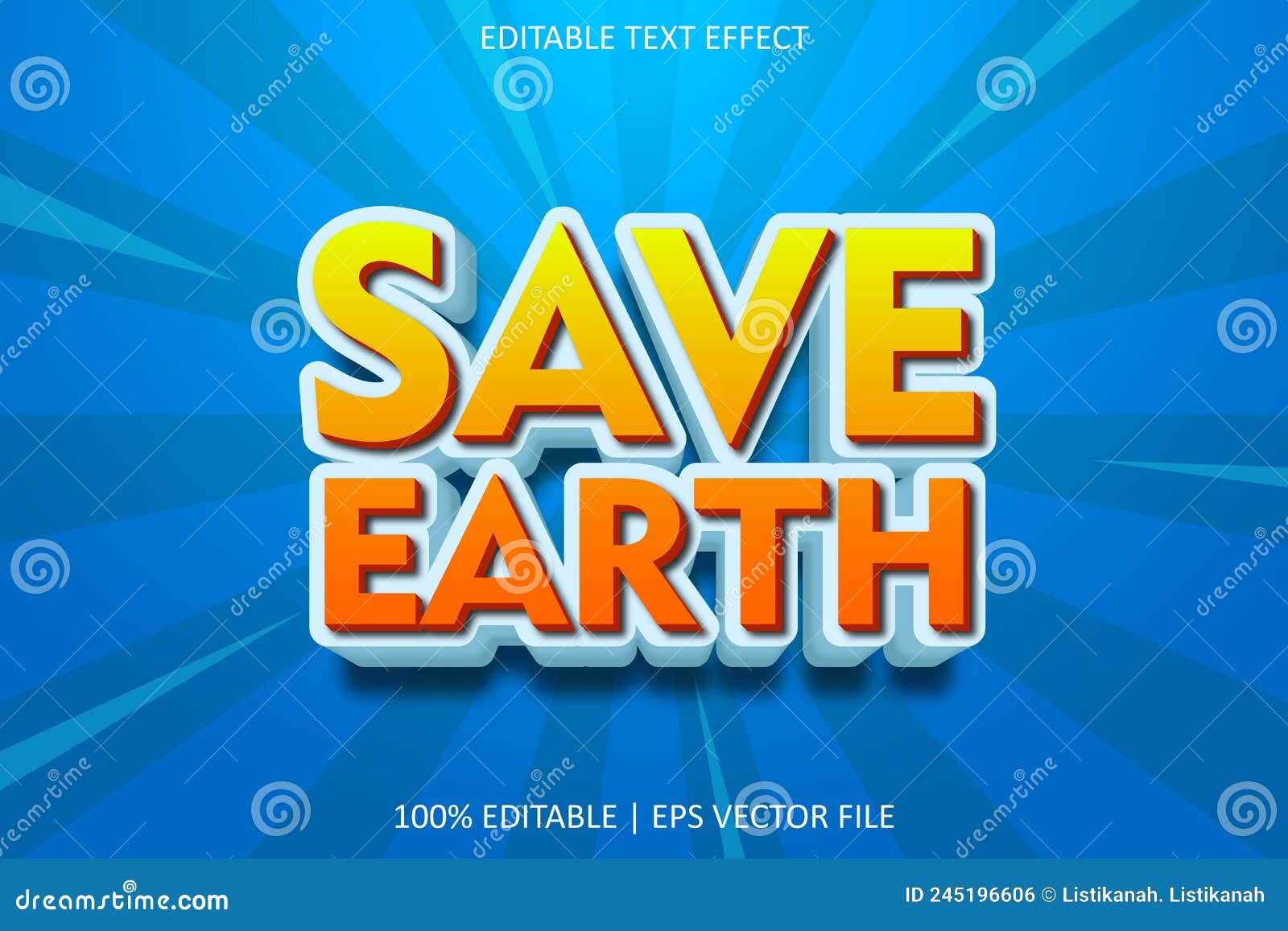 Save Earth with Cartoon Emboss Style Editable Text Effect Stock Vector ...