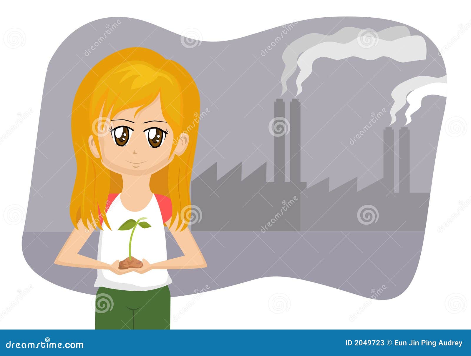 Save the Earth Cartoon Girl Stock Vector - Illustration of leaves ...