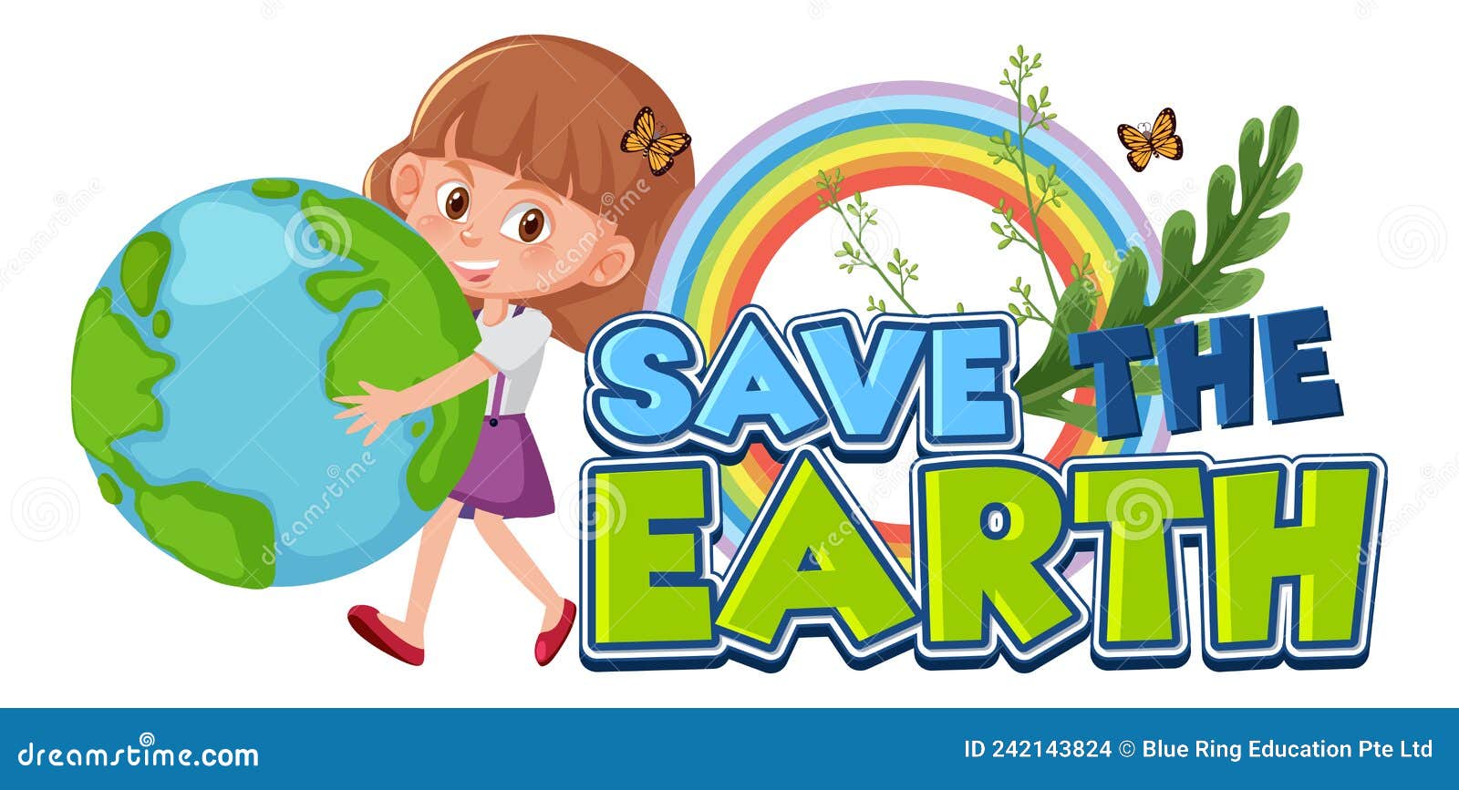 Save the Earth Concept with a Girl Hugging Earth Globe Stock Vector ...