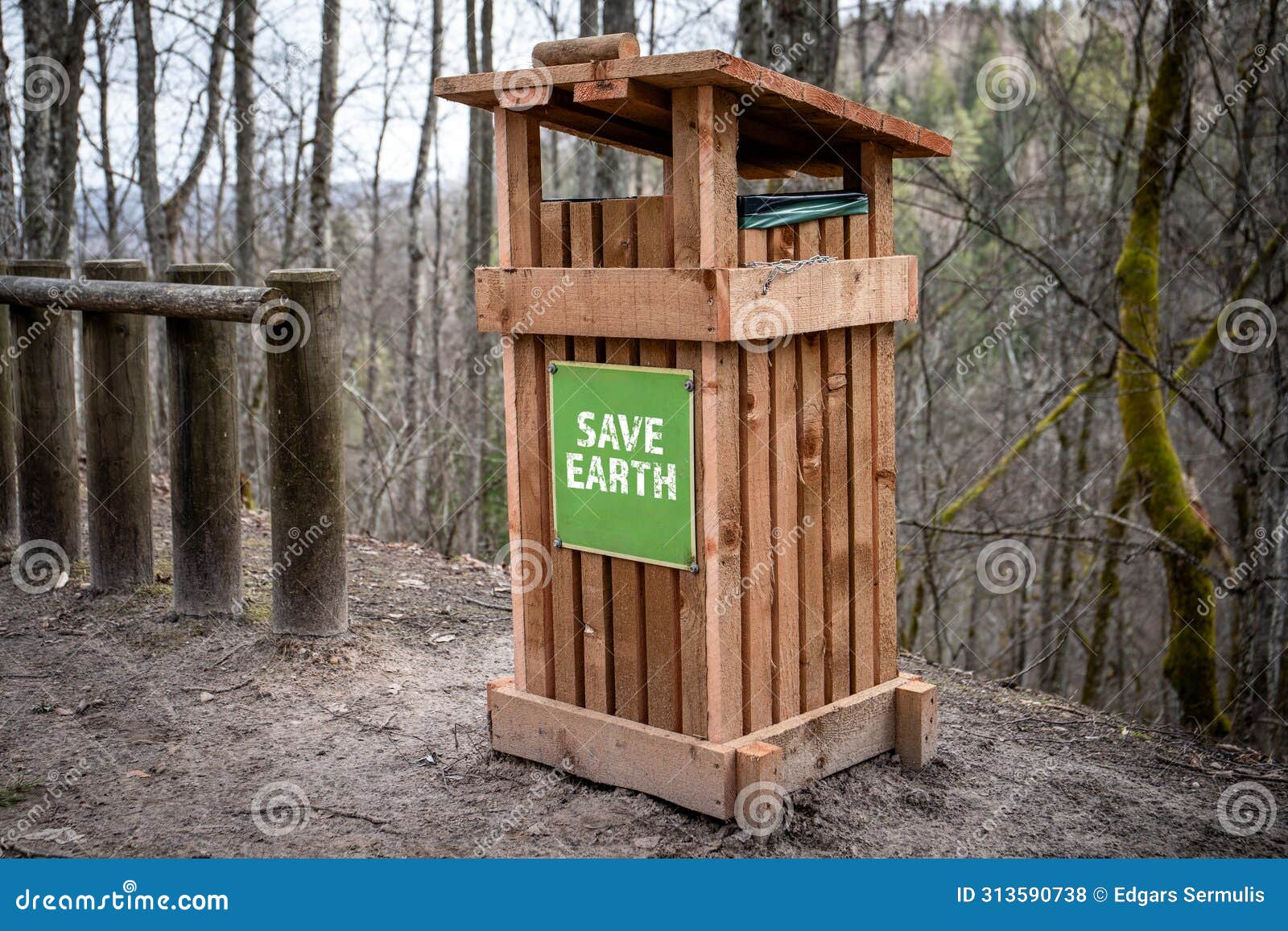 Save Earth. Dustbin on the Walking Path Stock Photo - Image of ...