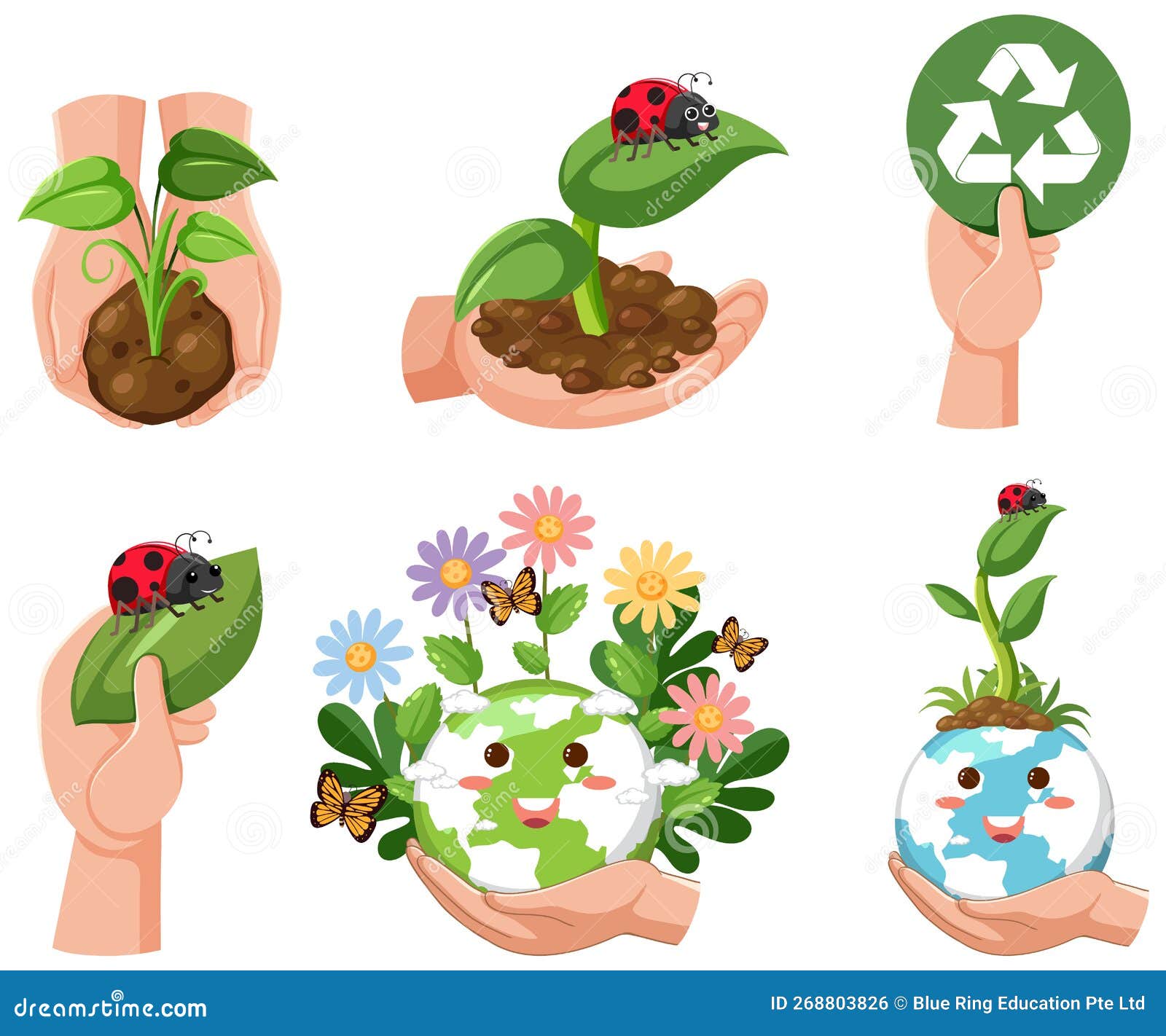 Save the Earth Elements Set Stock Vector - Illustration of blank ...